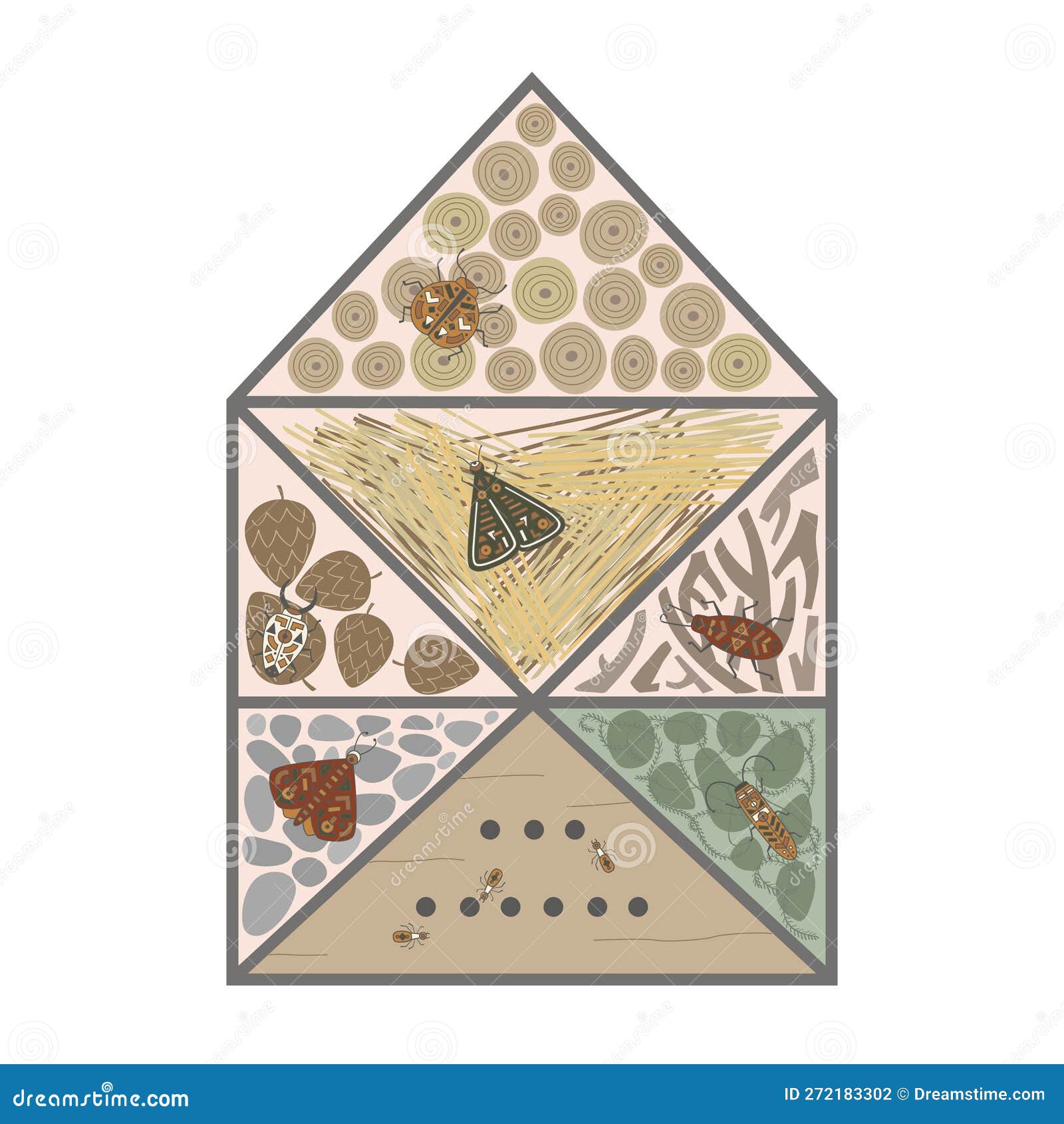 Ladybug In Wood. Green Natural Park With Funny Insects Warm Garden ...