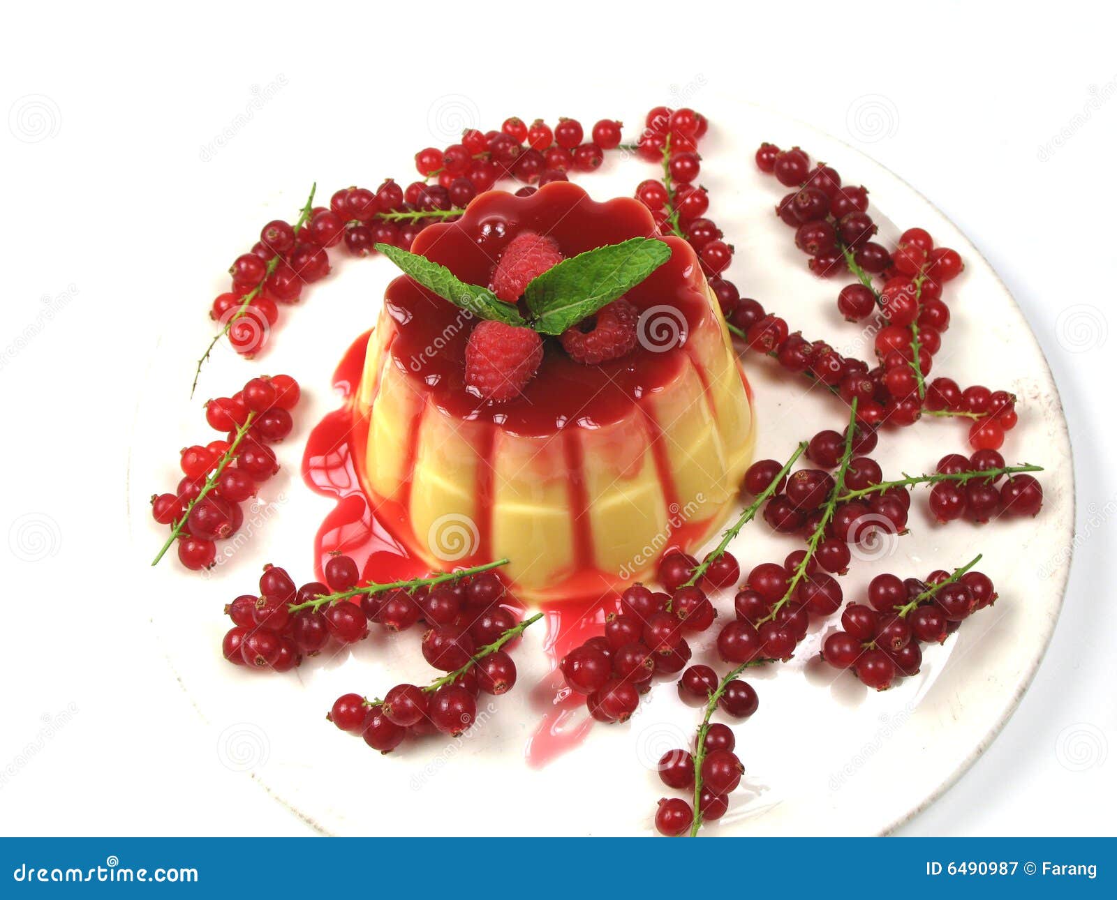 Decorated pudding stock image. Image of berries, serving - 6490987