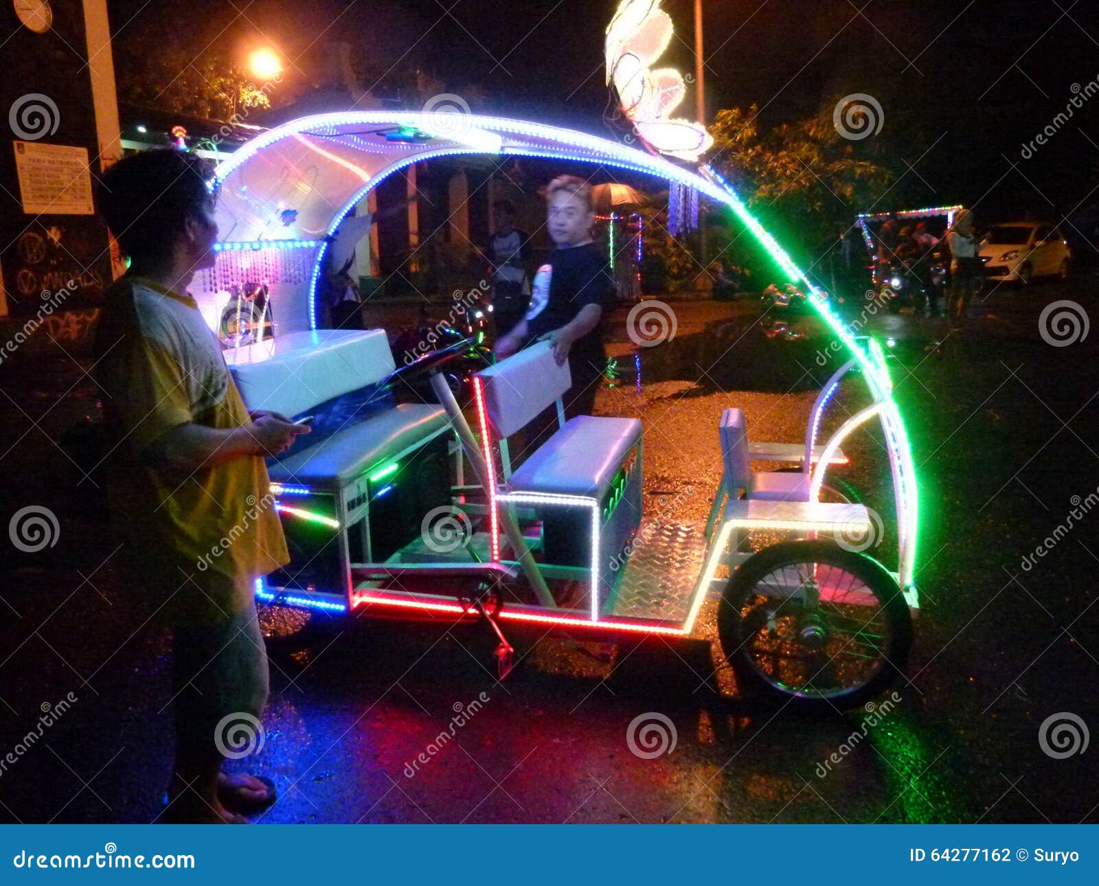 Decorated rickshaws editorial photography. Image of java - 64277162