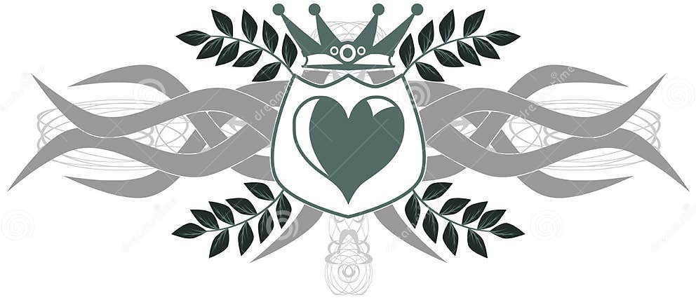 Decorated Shield with Heart Isolated Stock Vector - Illustration of ...