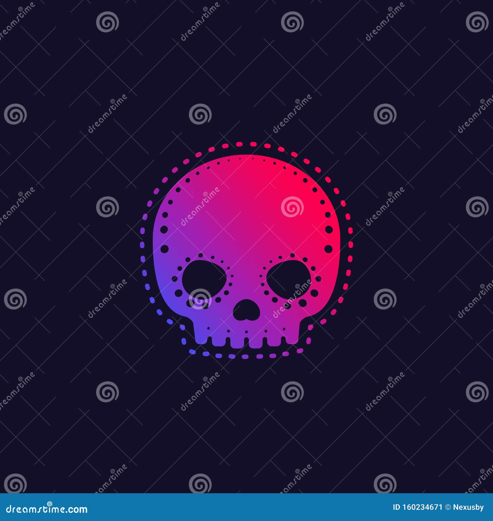 Decorated Skull with Trendy Gradient, Vector Stock Vector ...