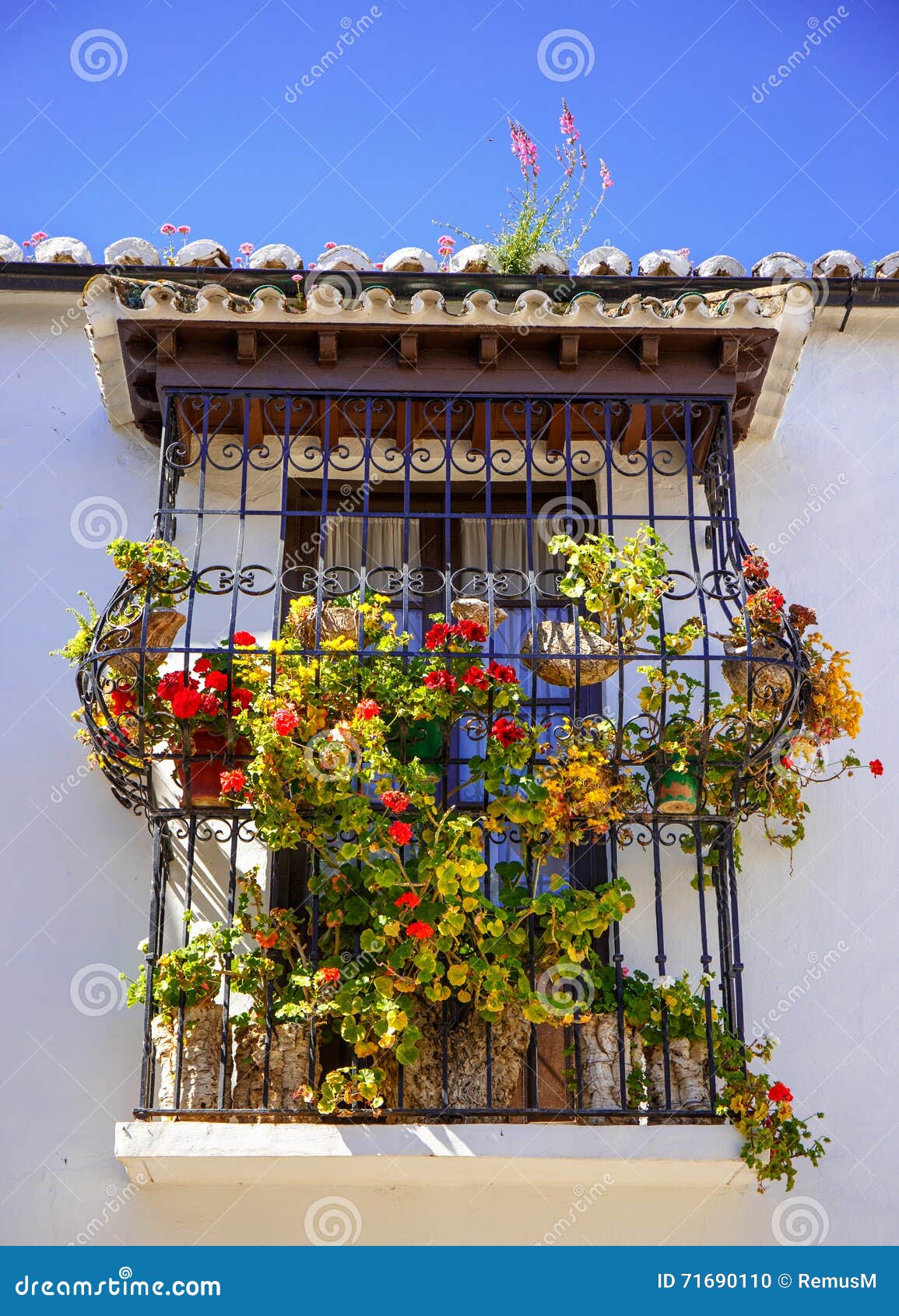 Decorated Spanish Window. stock photo. Image of history - 71690110