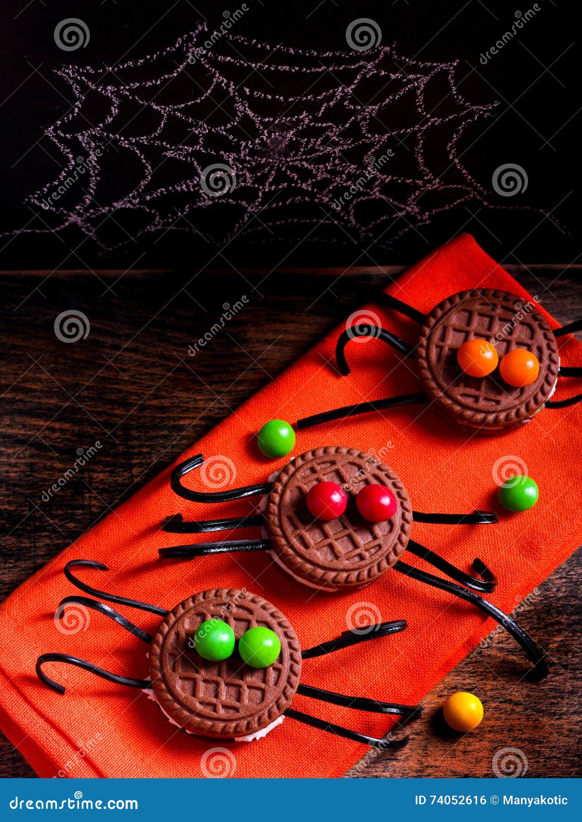 Decorated Spider Biscuits for Halloween Stock Photo - Image of ...