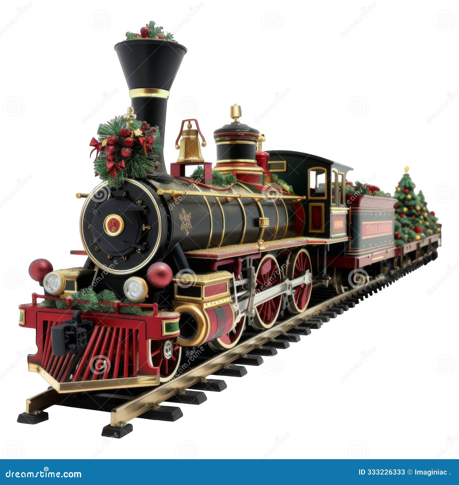 A Decorated Steam Locomotive Pulling a Christmas Train Stock Image ...