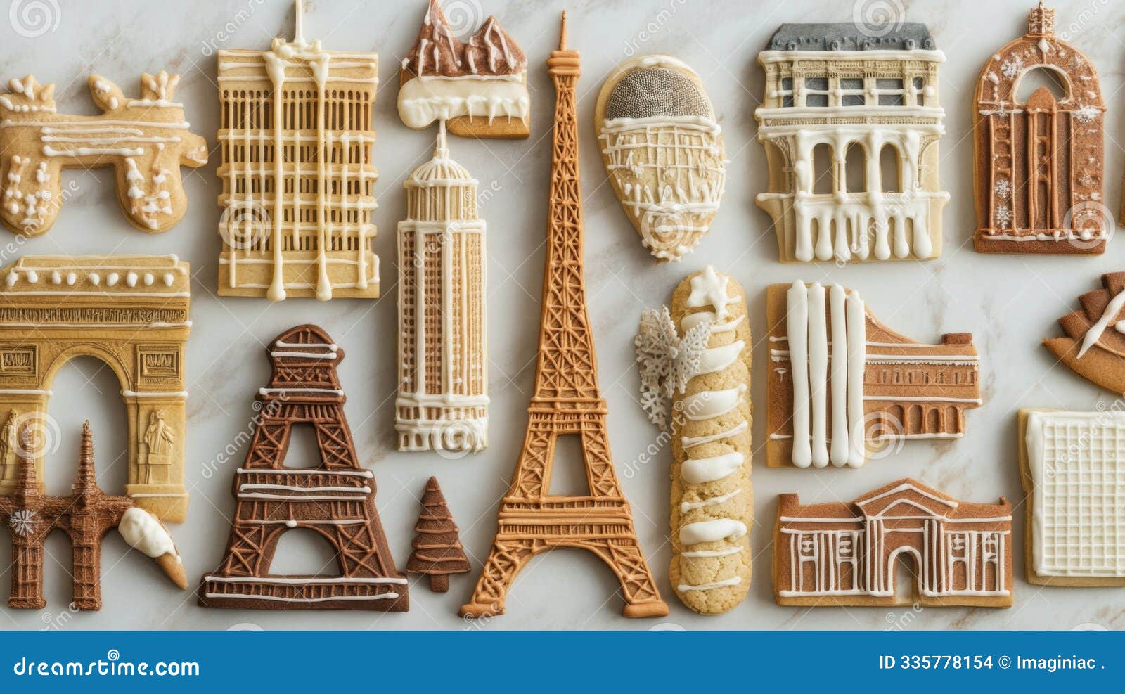 Decorated Sugar Cookies Shaped Like Famous Landmarks Stock Illustration ...