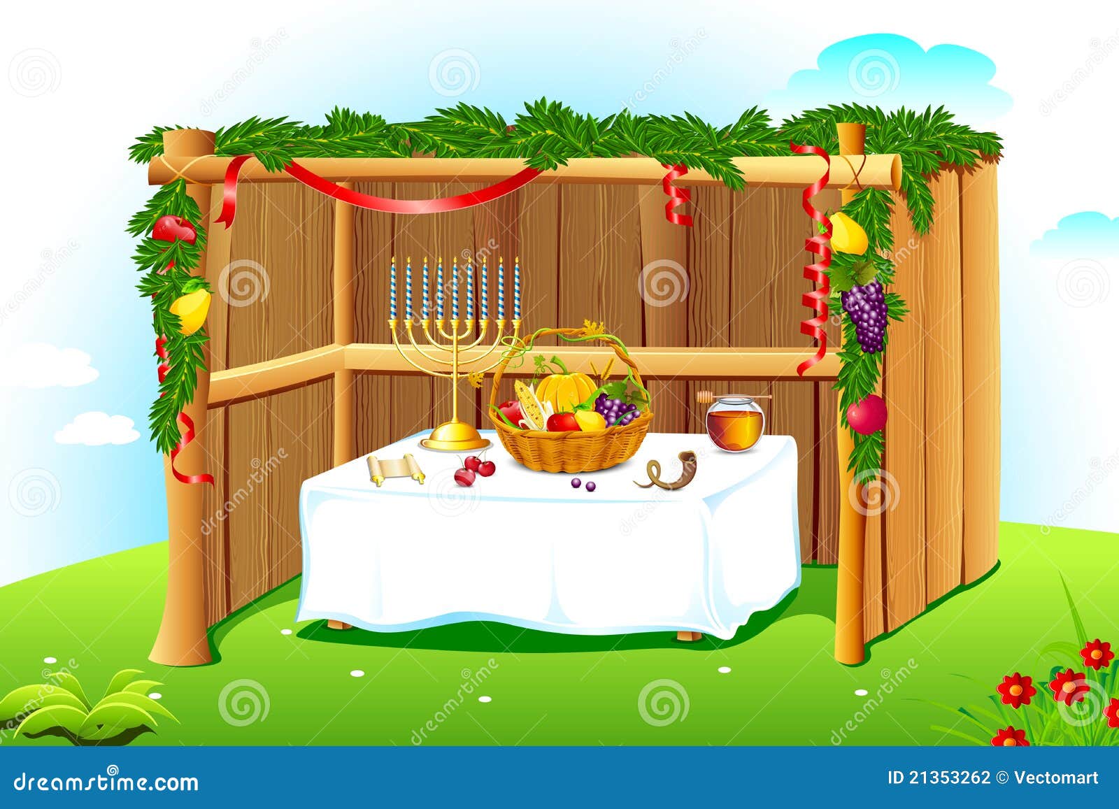 Decorated Sukkah stock vector. Illustration of plant - 21353262