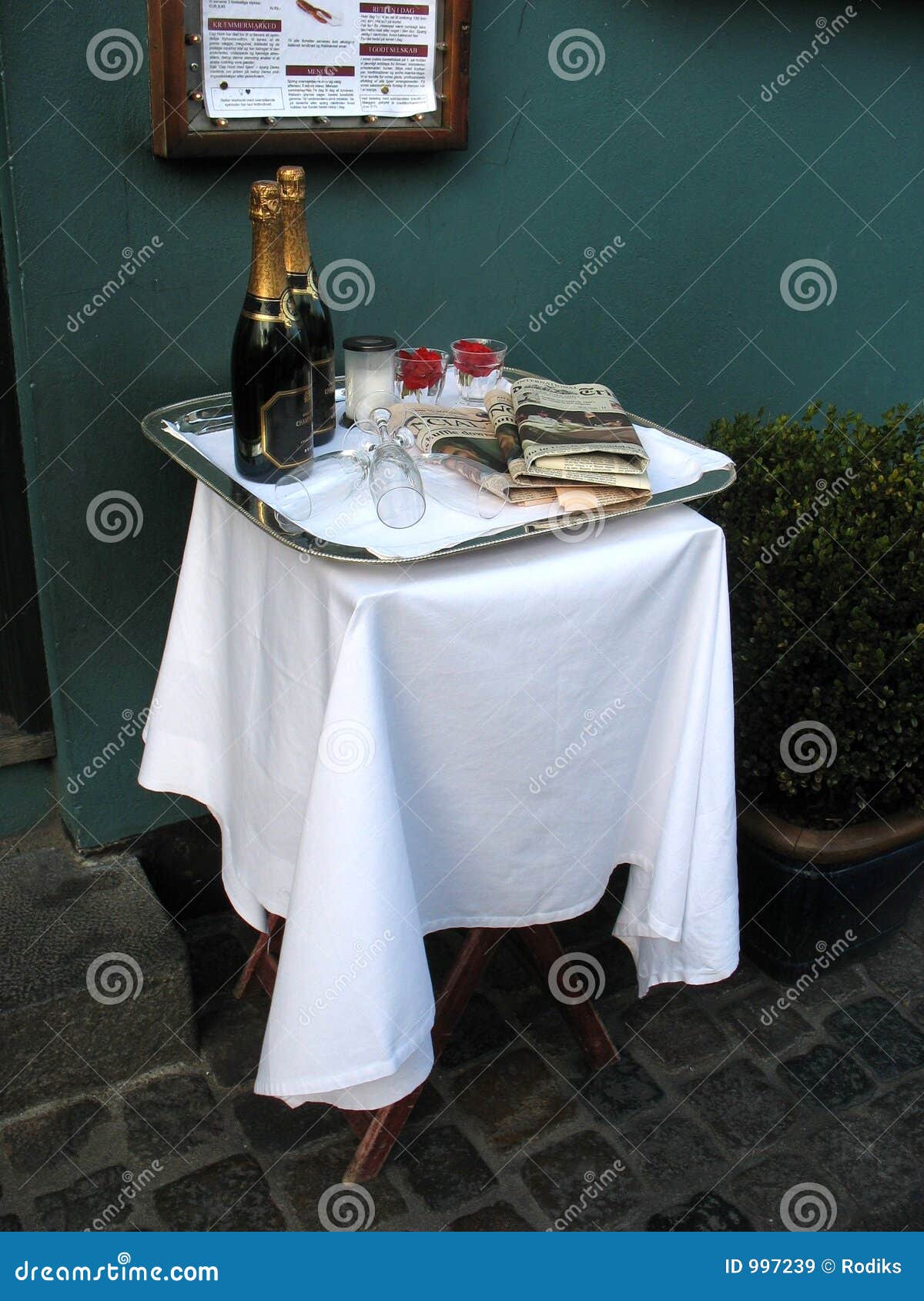 Decorated Table with Champagne Editorial Stock Image - Image of clean ...