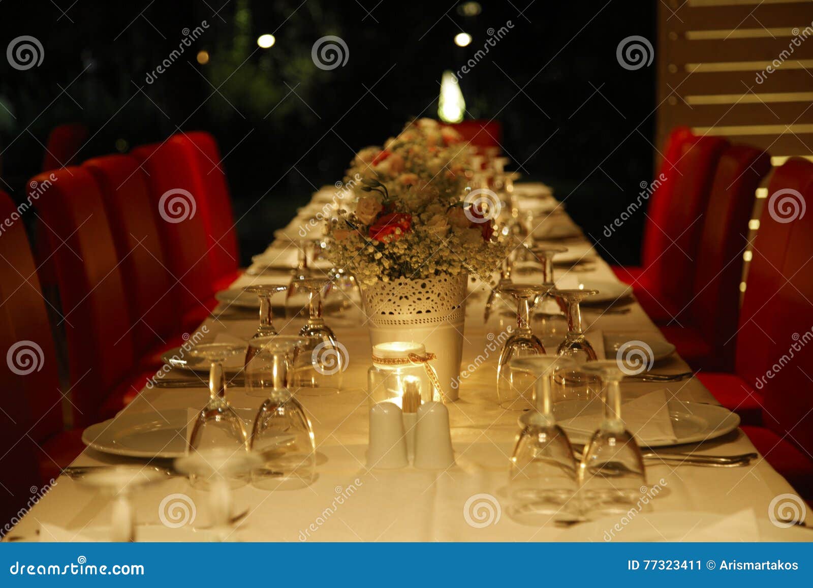 Decorated Table for Family and Work Dinner Stock Image - Image of food ...
