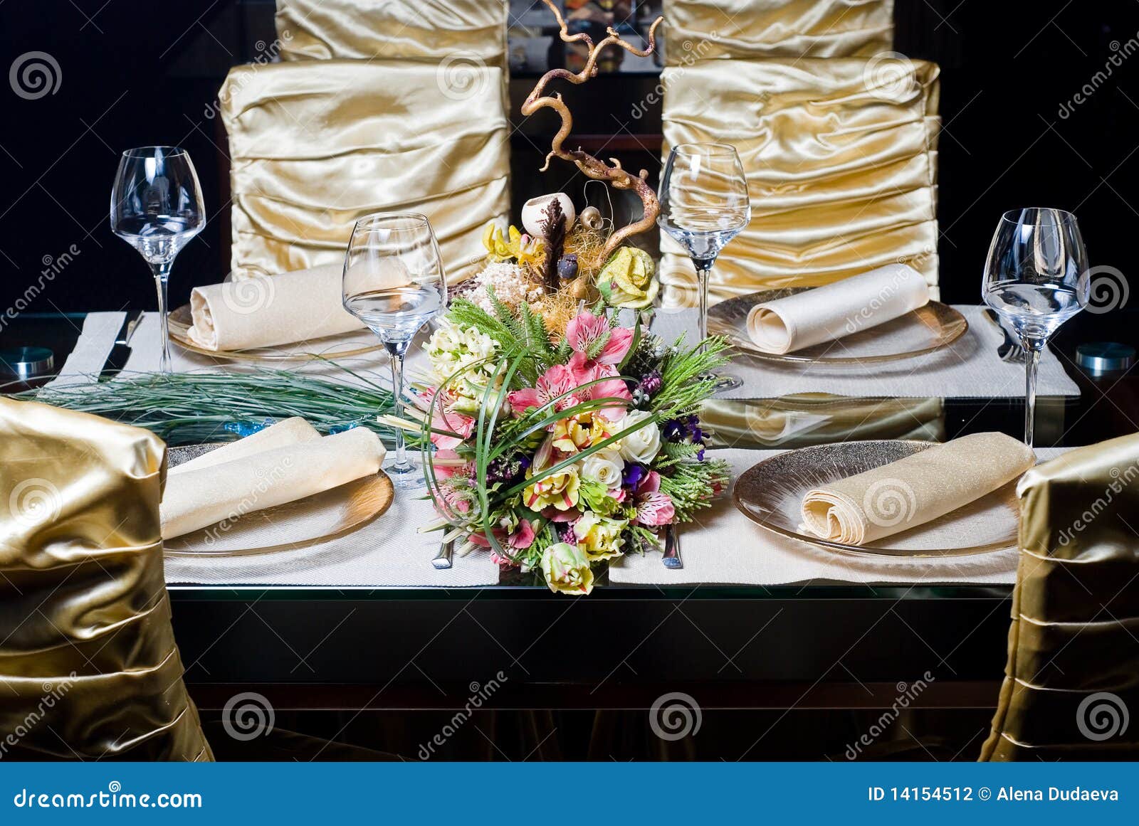 Decorated Table in the Restaurant Stock Photo - Image of reception ...