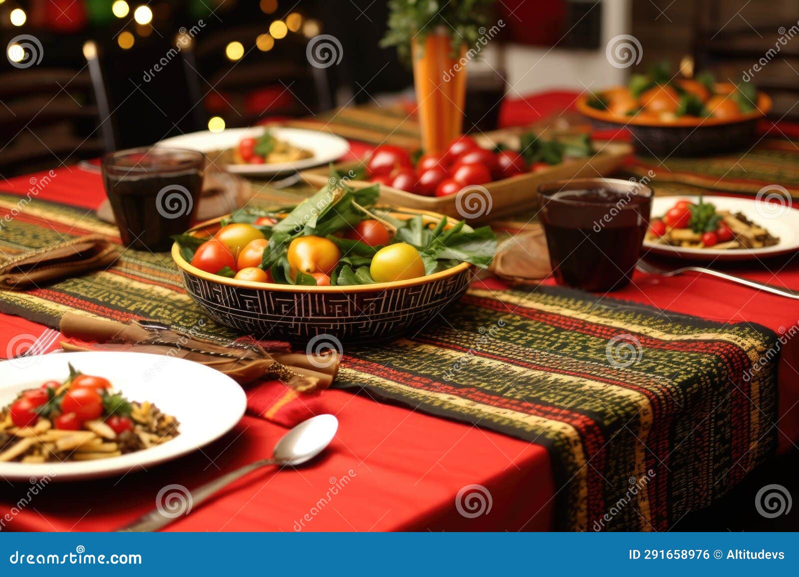 A Decorated Table Set for Kwanzaa Feast Stock Photo - Image of feast ...