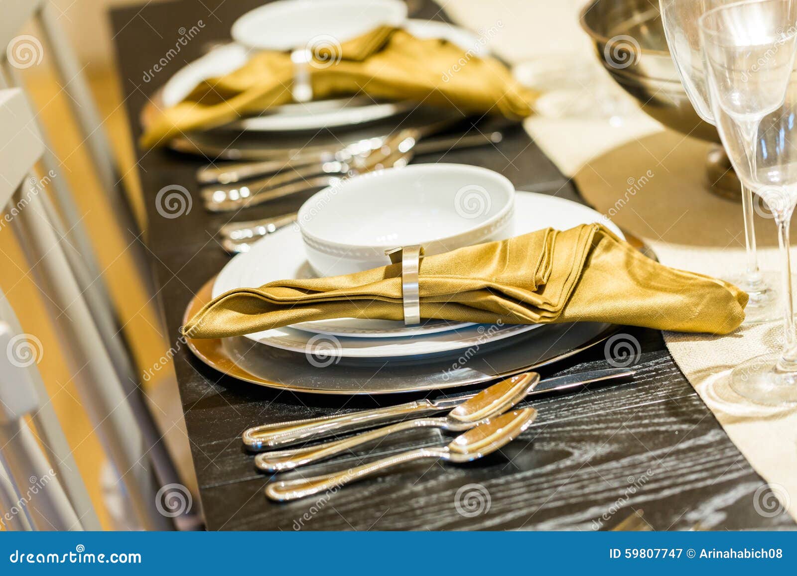 Decorated table stock image. Image of silverware, empty - 59807747