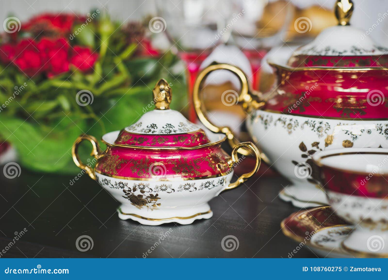 Decorated Table for Tea Parties 7929. Stock Image - Image of english ...
