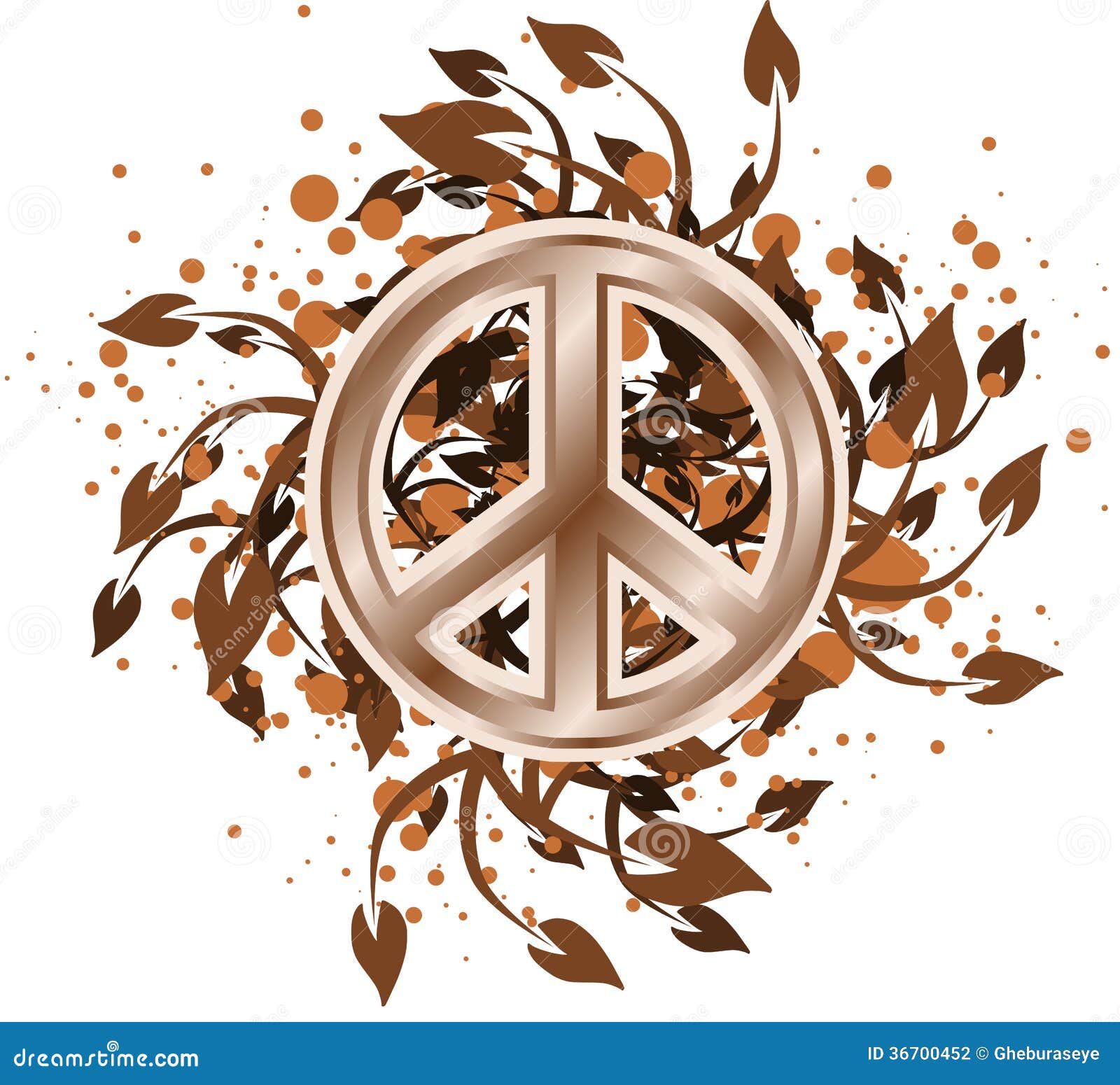 Decorated Symbol of Peace with Leaves Isolated Stock Photo ...