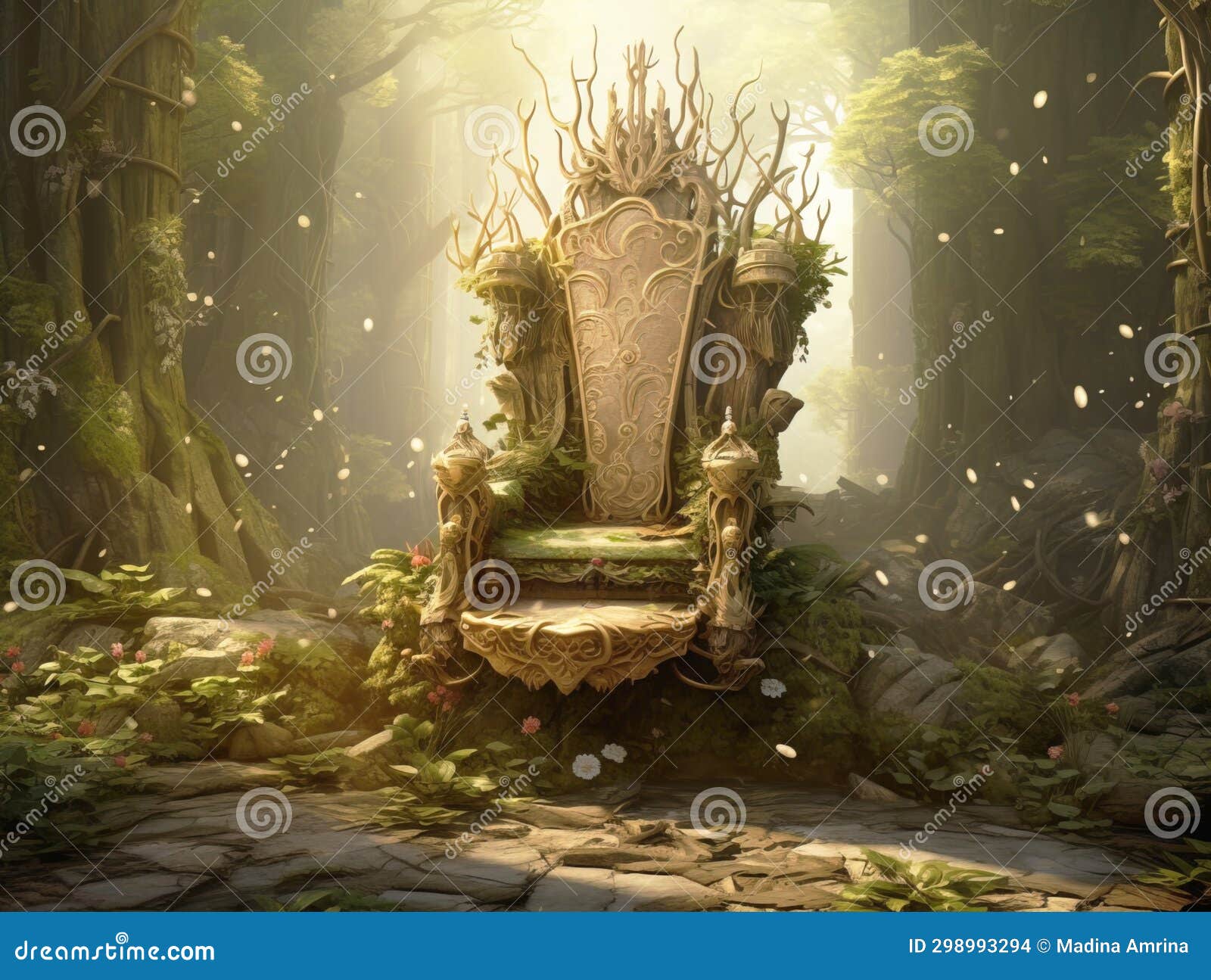 Decorated Throne. the Green Throne Standing in the Forest. Stock Photo ...