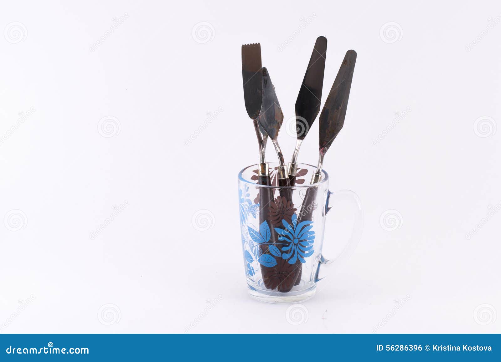 Decorated Transparent Glass Full of Spatulas Stock Photo - Image of ...