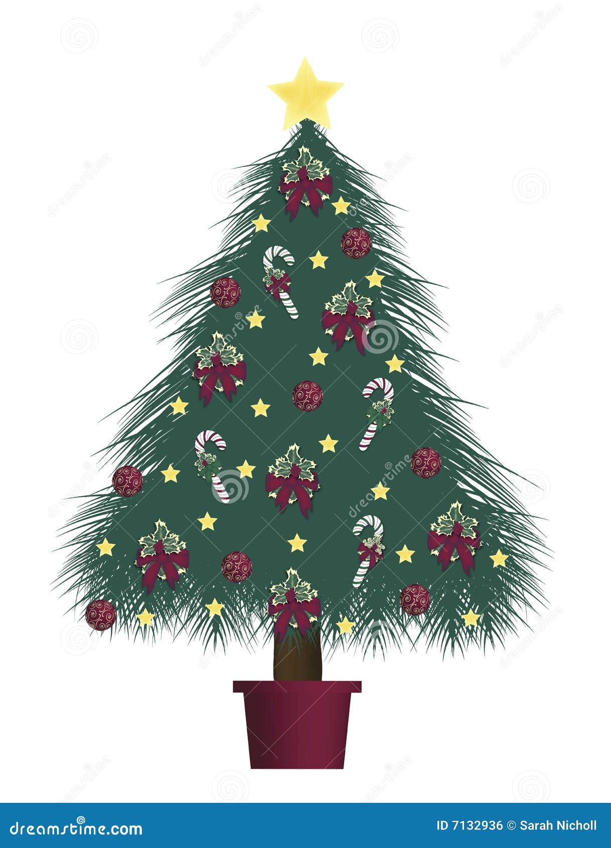 Decorated Tree 1 stock illustration. Illustration of merry - 7132936