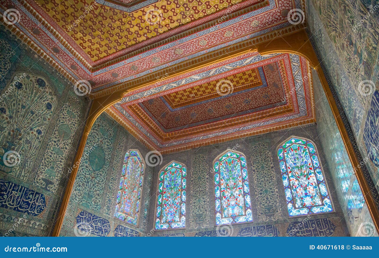 Decorated Wall and Roof in Topkapi Palace Stock Photo - Image of ...