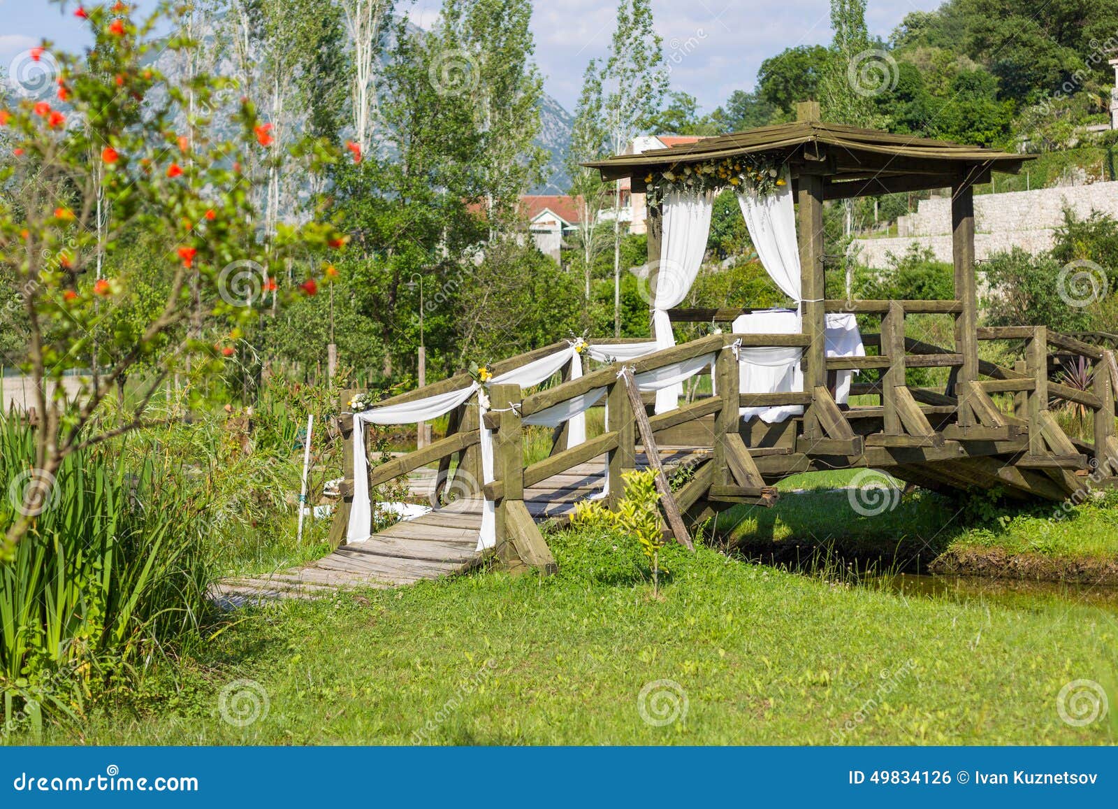 Decorated wedding bridge stock photo. Image of rose, outdoor - 49834126