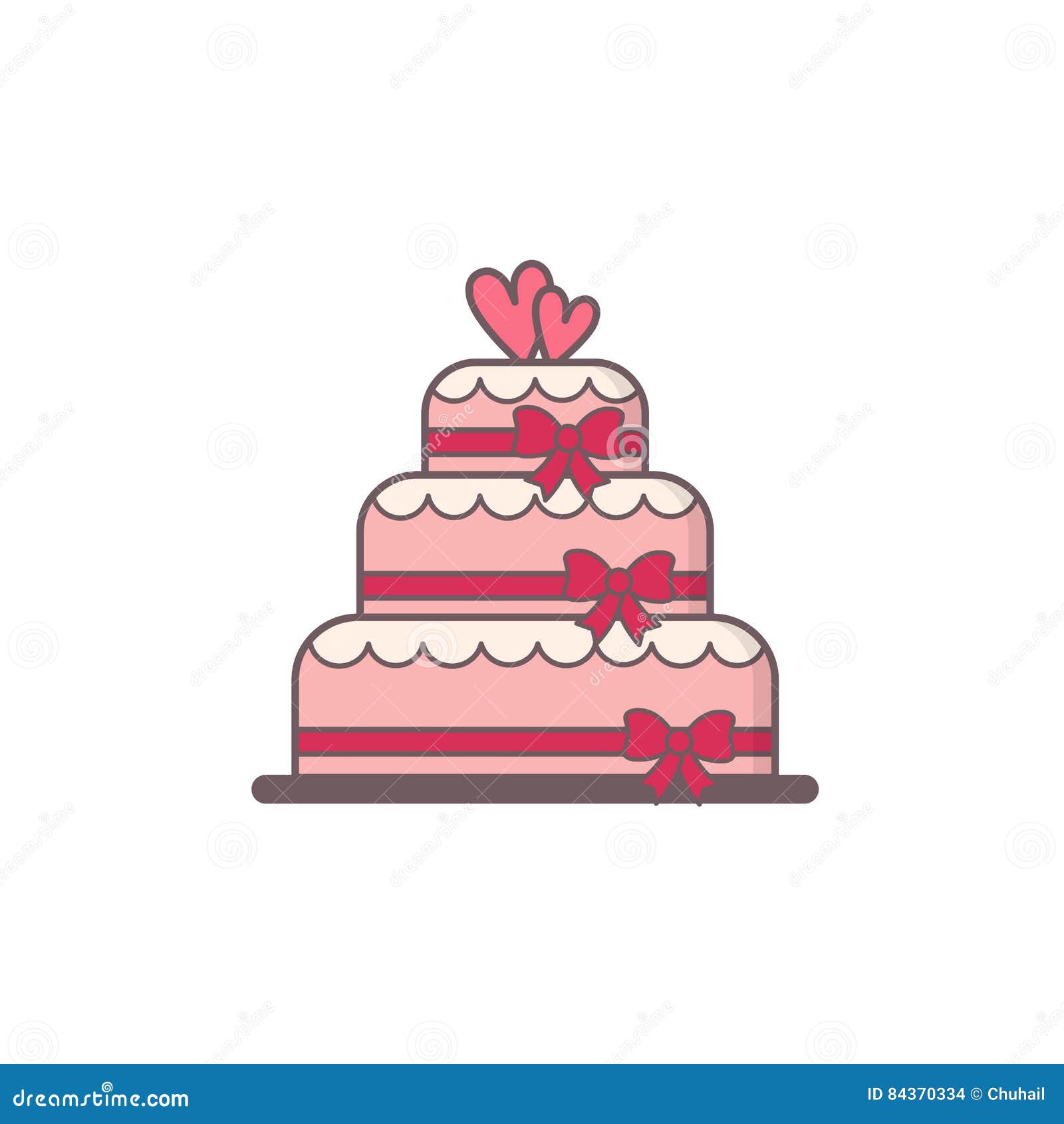 Decorated wedding cake. stock vector. Illustration of design - 84370334