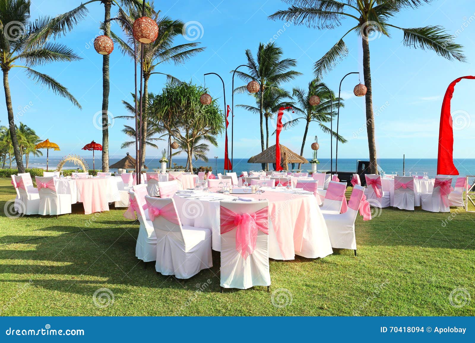 Decorated Wedding Table at Reception Beach Resort Stock Photo - Image ...