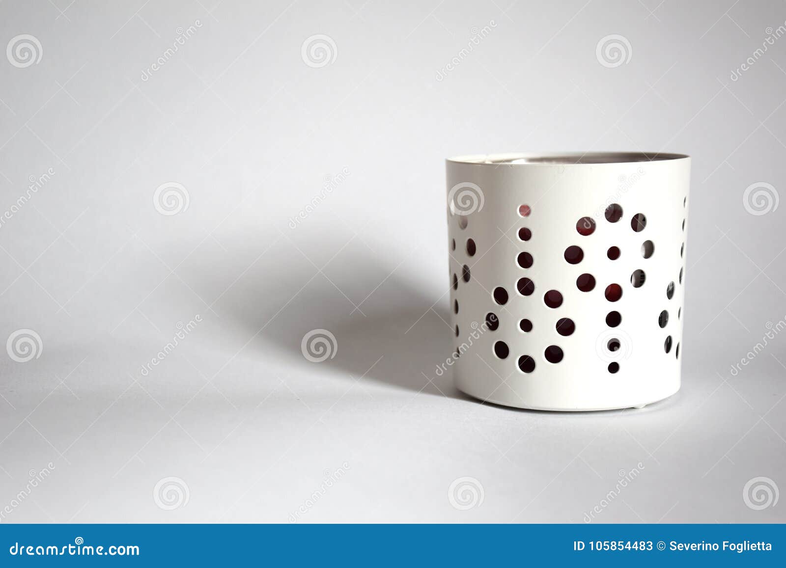 Decorated White Container with Holes on a White Background Stock Image ...