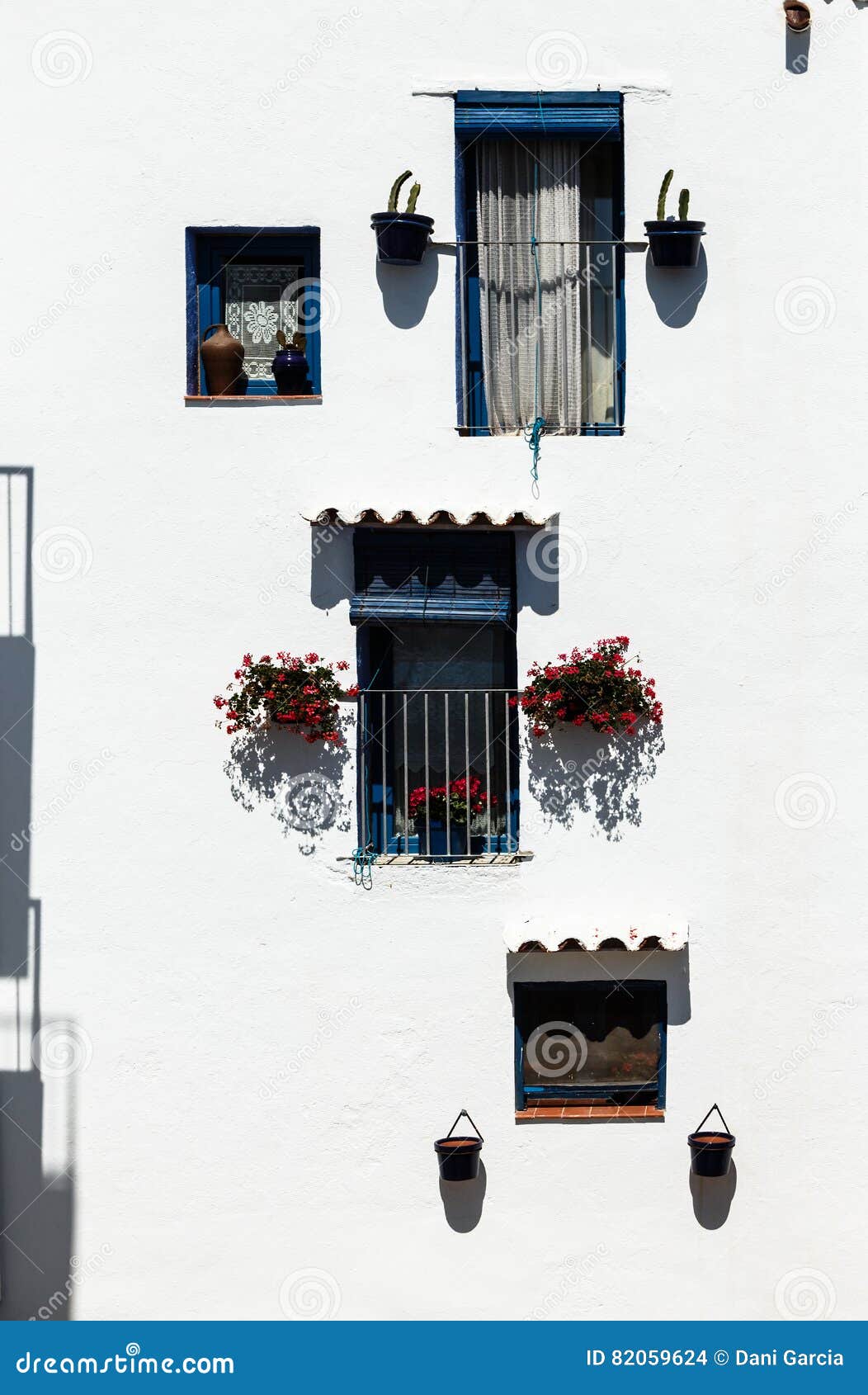 Decorated Windows with Flowers. Stock Photo - Image of white, window ...