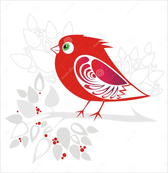Decoratieve rode vogel vector illustratie. Illustration of decoratie ...