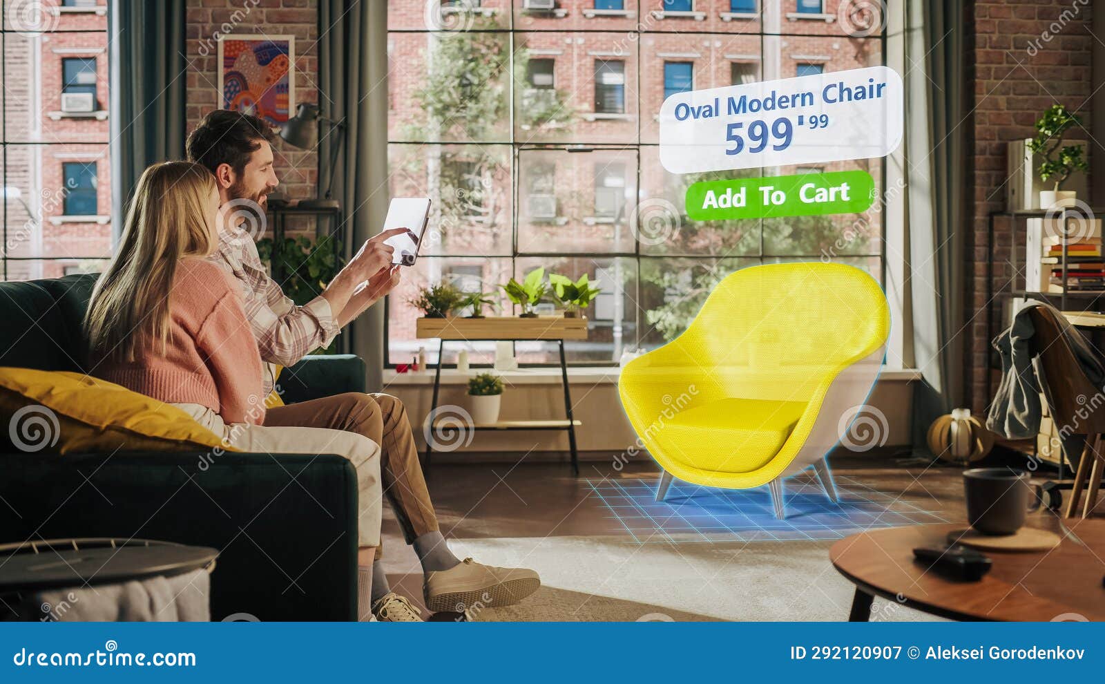 Decorating Apartment: Couple Holding Digital Tablet Computer, Using ...