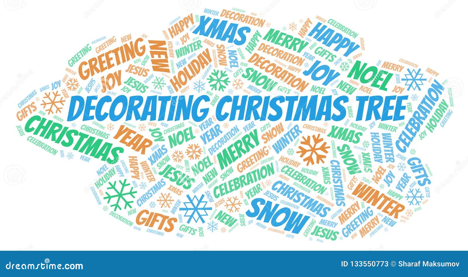 Decorating Christmas Tree Word Cloud Stock Illustration - Illustration ...