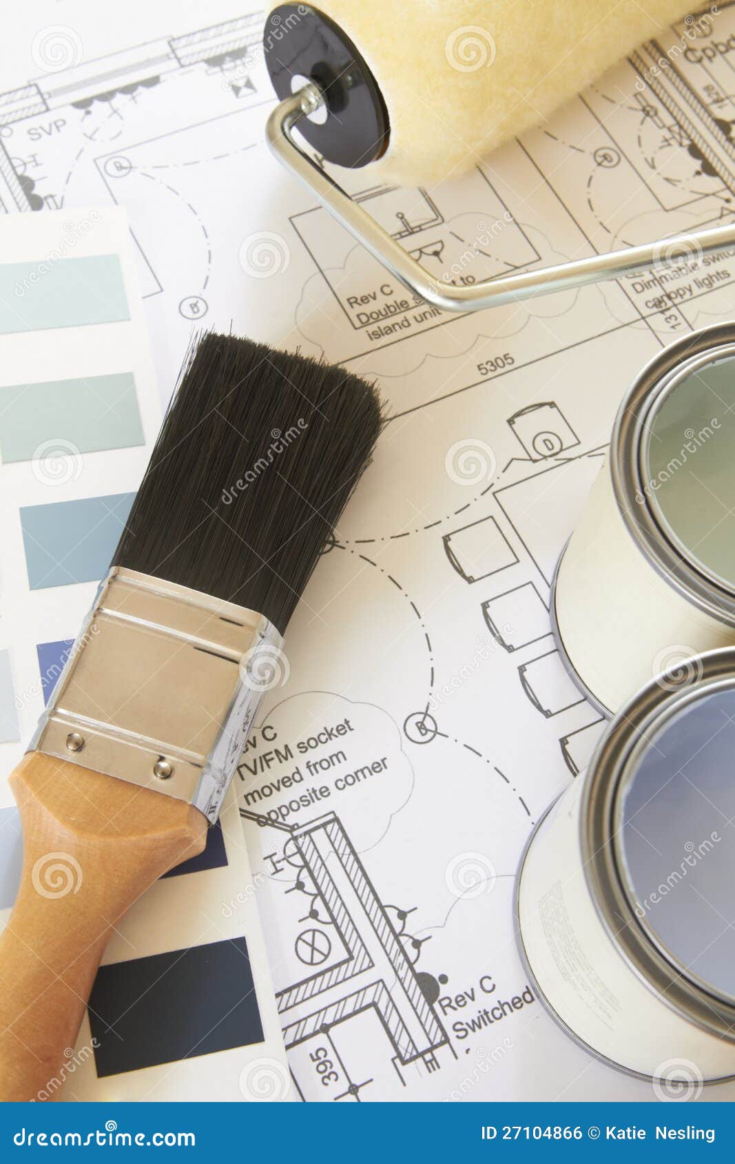 Decorating Components Arranged on House Plans Stock Photo - Image of ...