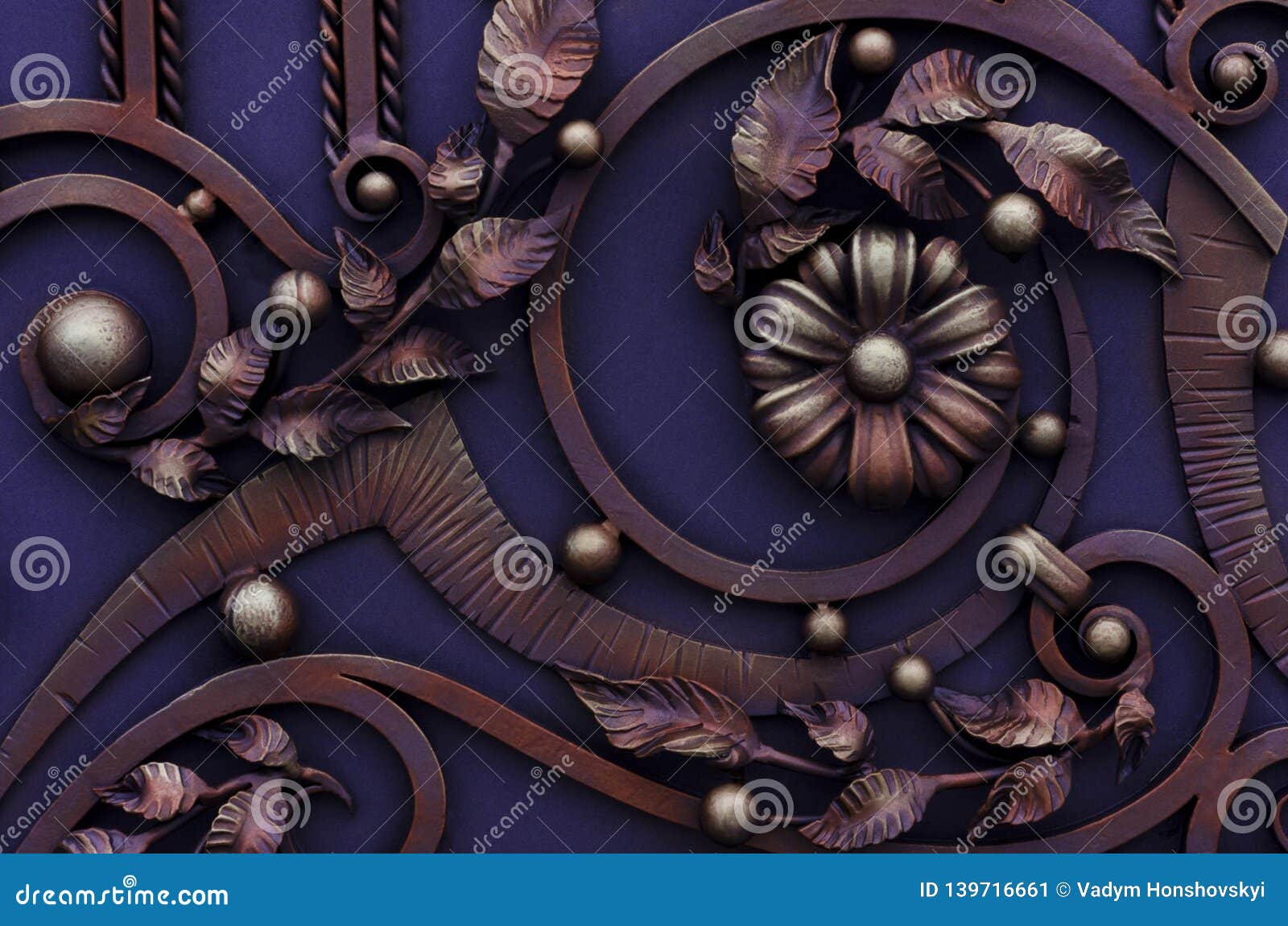 Decorating Forged Metal Gates, Beautiful Elements in Color Stock Image ...