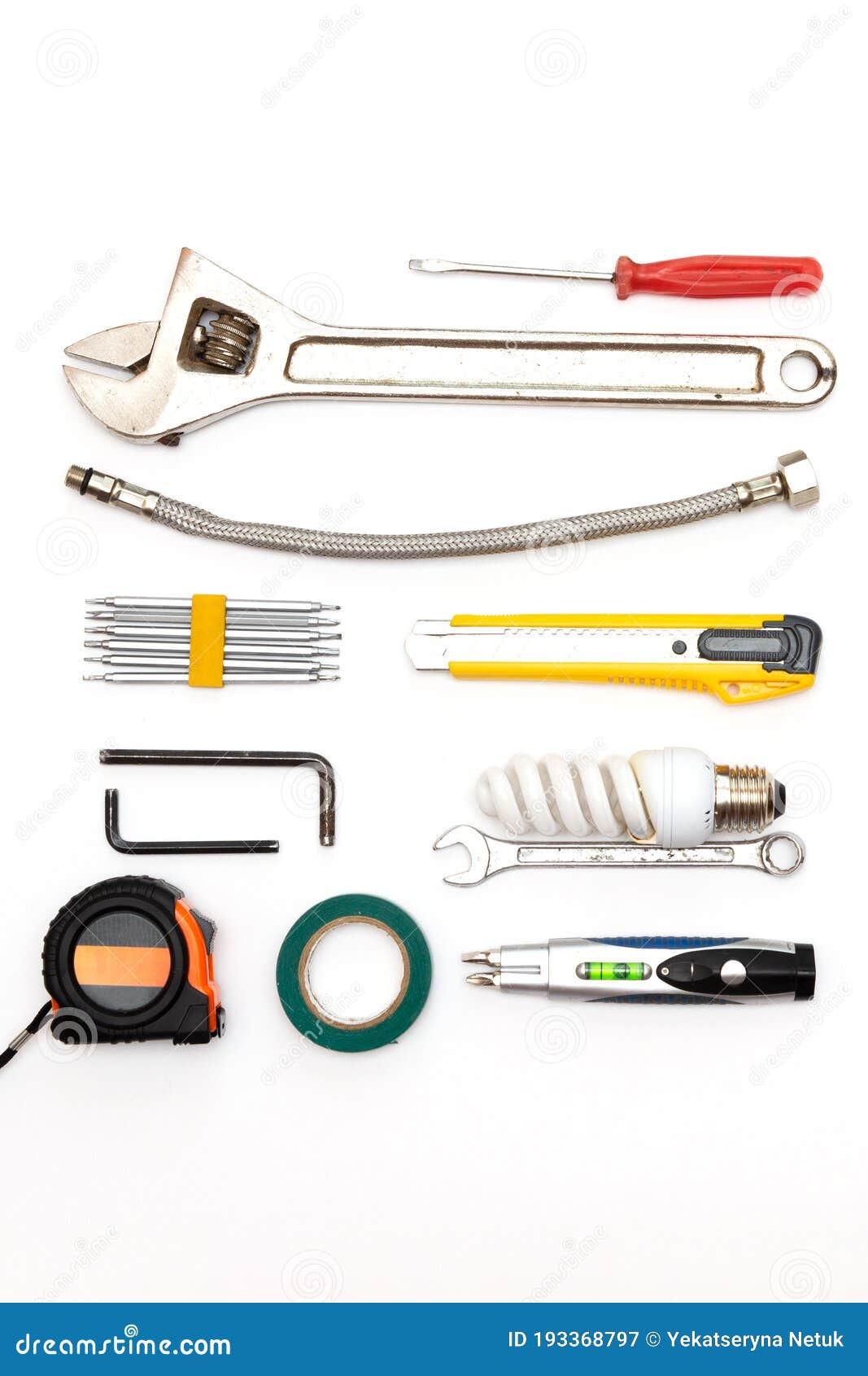 Decorating and House Renovation Tools and Other Essentials on White ...