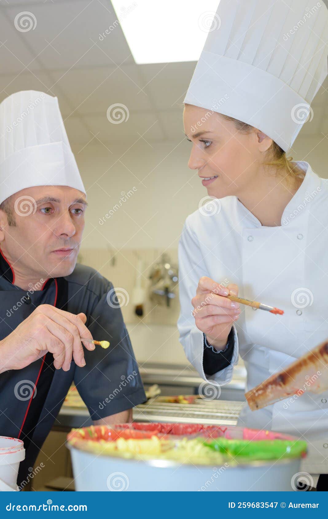 They Decorating Pastry with Icing Stock Image - Image of mood, star ...