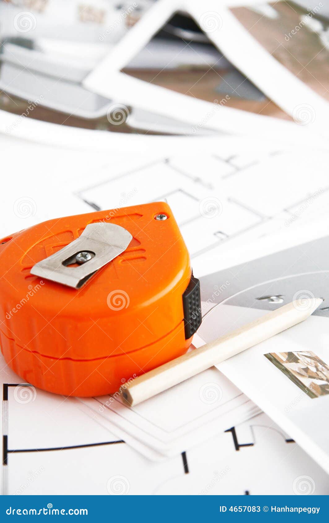 Decorating plan and tools stock image. Image of drawing - 4657083