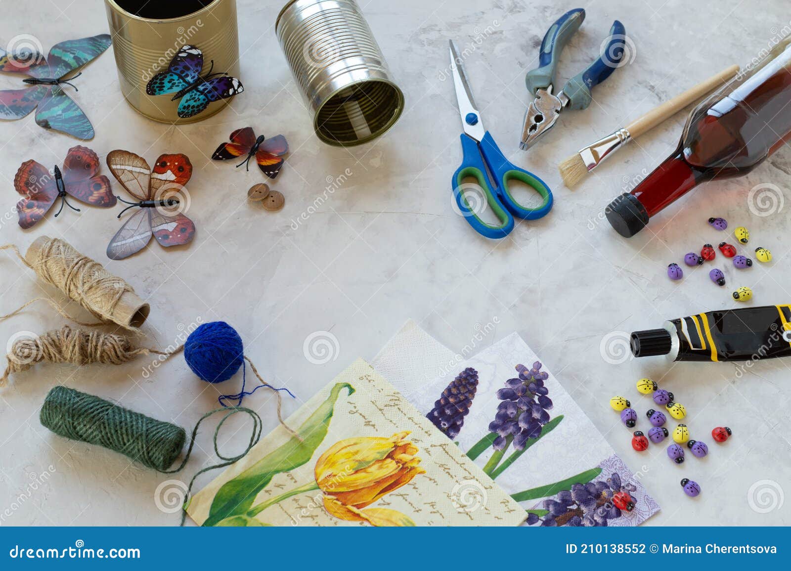 Decorating a Tin Can. Creation Stock Photo - Image of decoration, decor ...