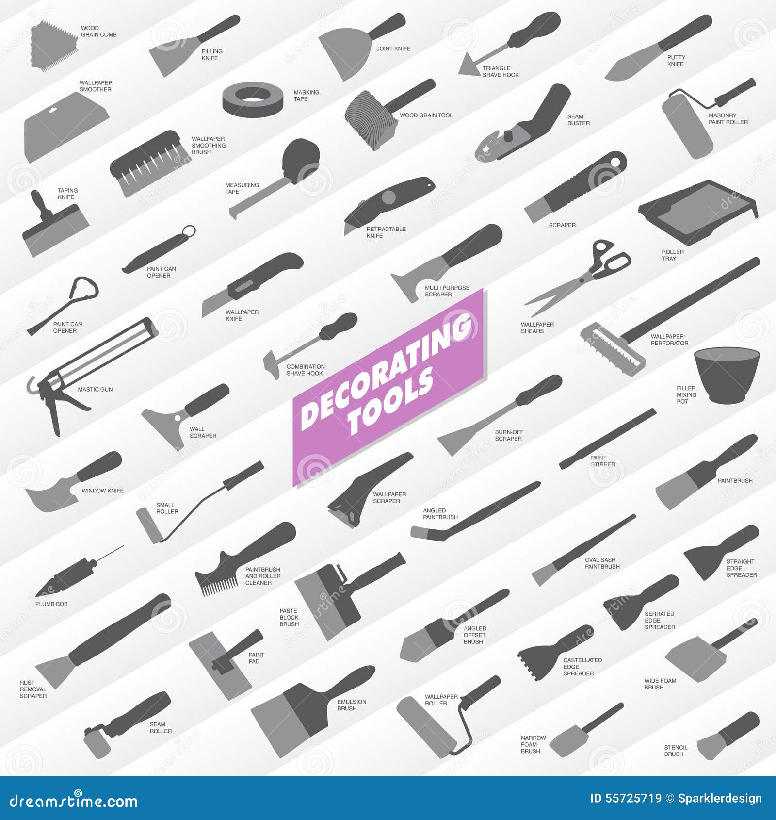 Decorating Tools Collection Stock Vector - Illustration of sash, knife ...