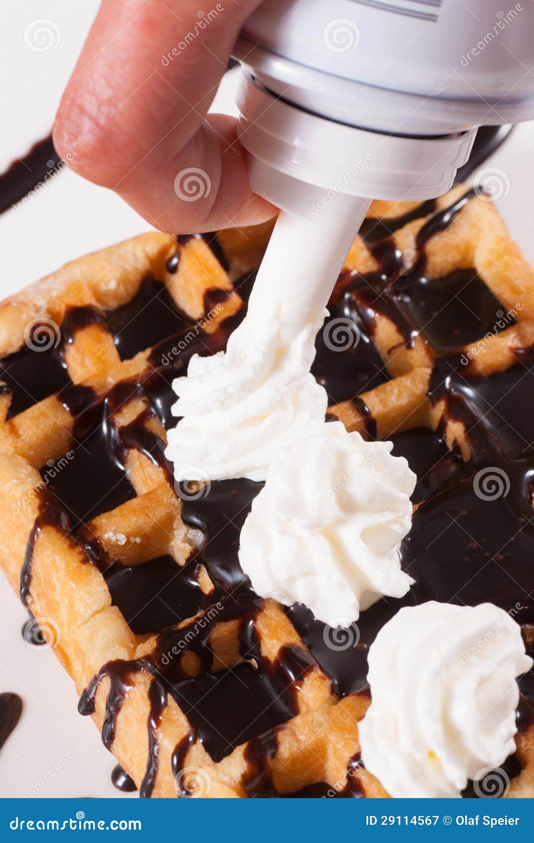 Decorating a waffle stock image. Image of chocolate, pastry - 29114567