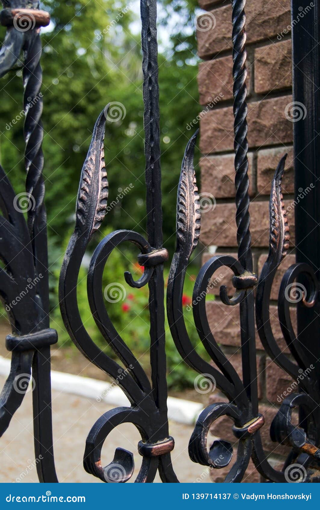Decoration with Beautiful Forged Fence Elements Stock Image - Image of ...