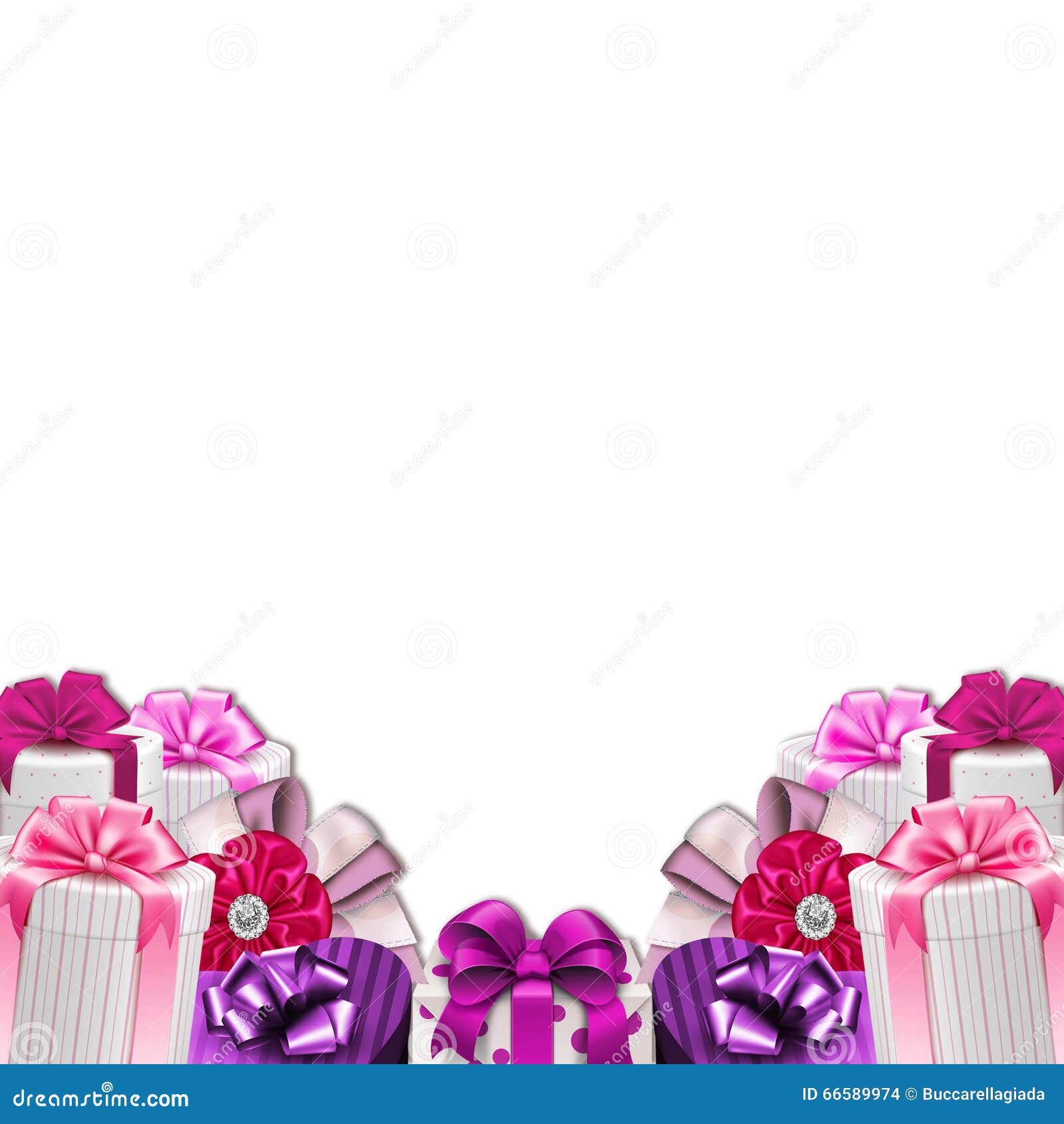 Decoration Border - Frame - Gift Boxes with Bows and Ribbons Stock ...