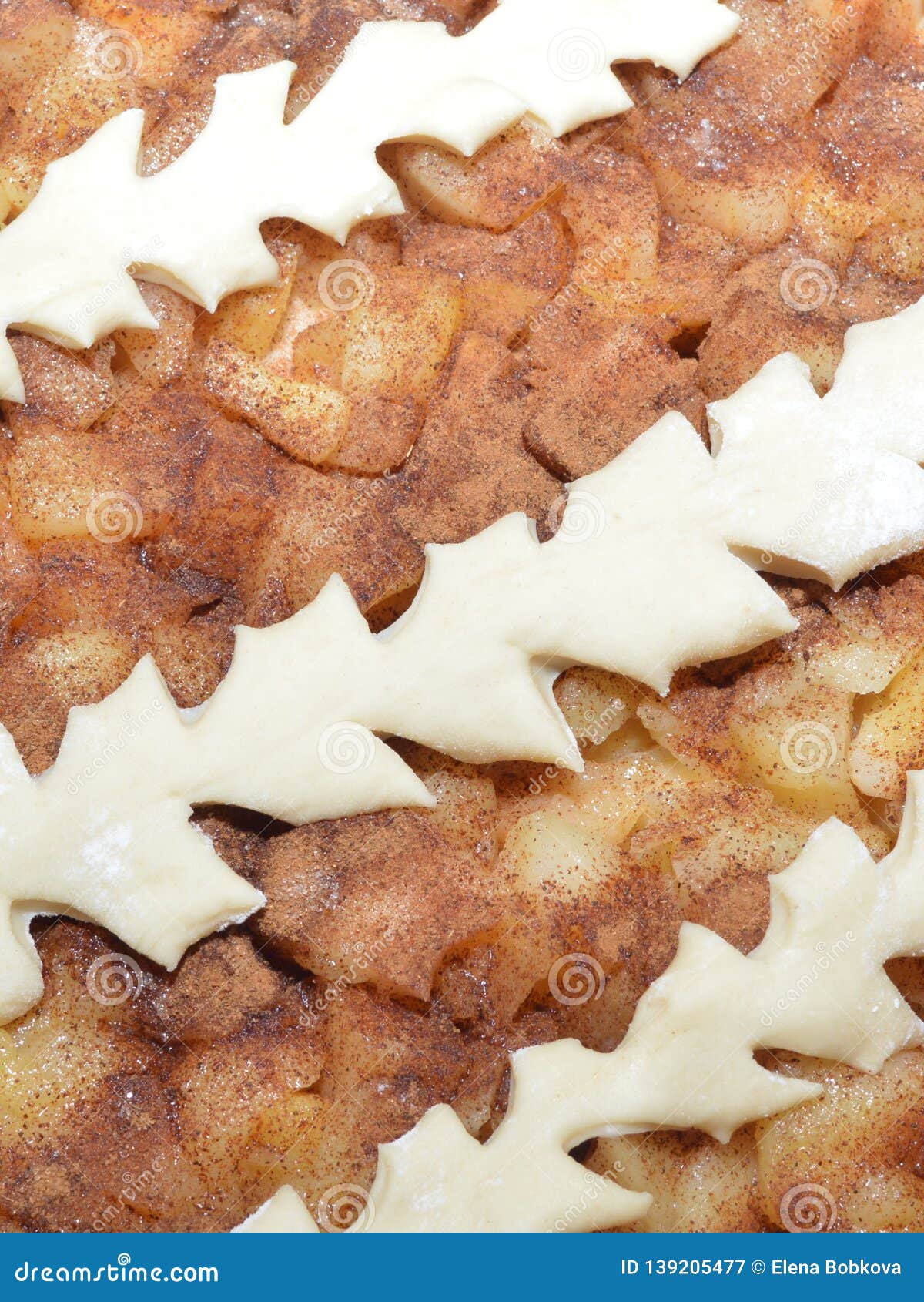 Decoration of Dough on Apple Pie in the Form of Christmas Trees, Top ...