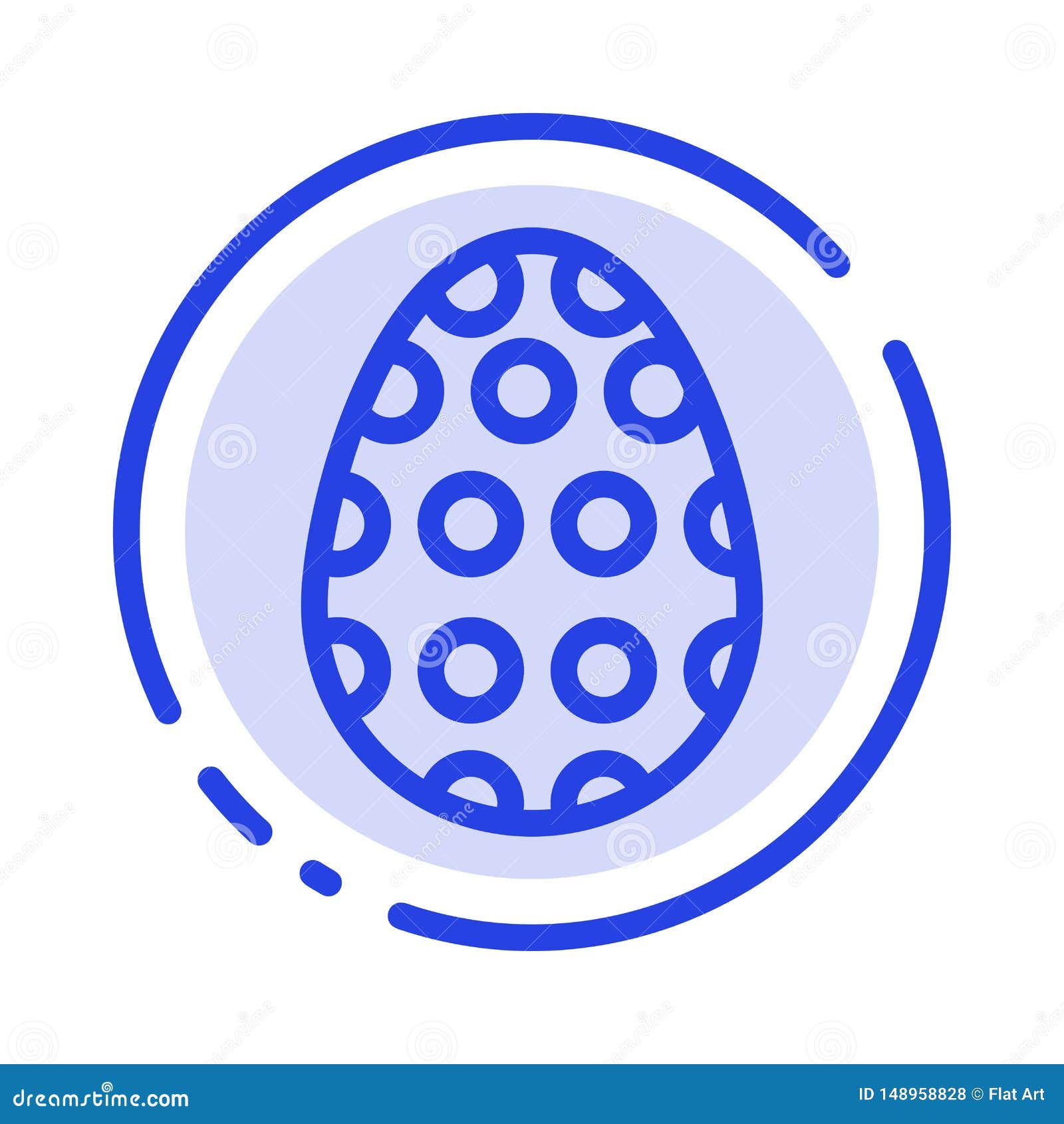 Decoration, Easter, Easter Egg, Egg Blue Dotted Line Line Icon Stock ...