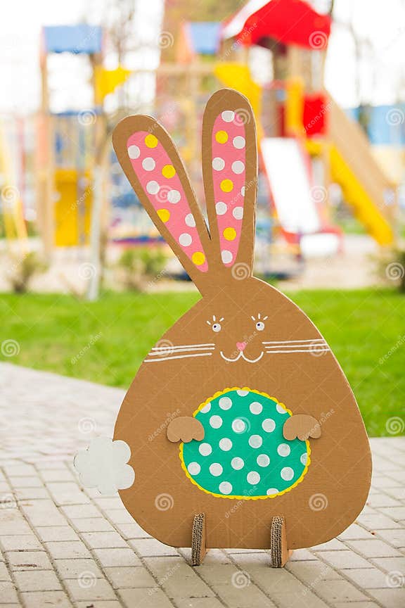 Decoration for Easter. Rabbit of Cardboard Stock Image - Image of ...