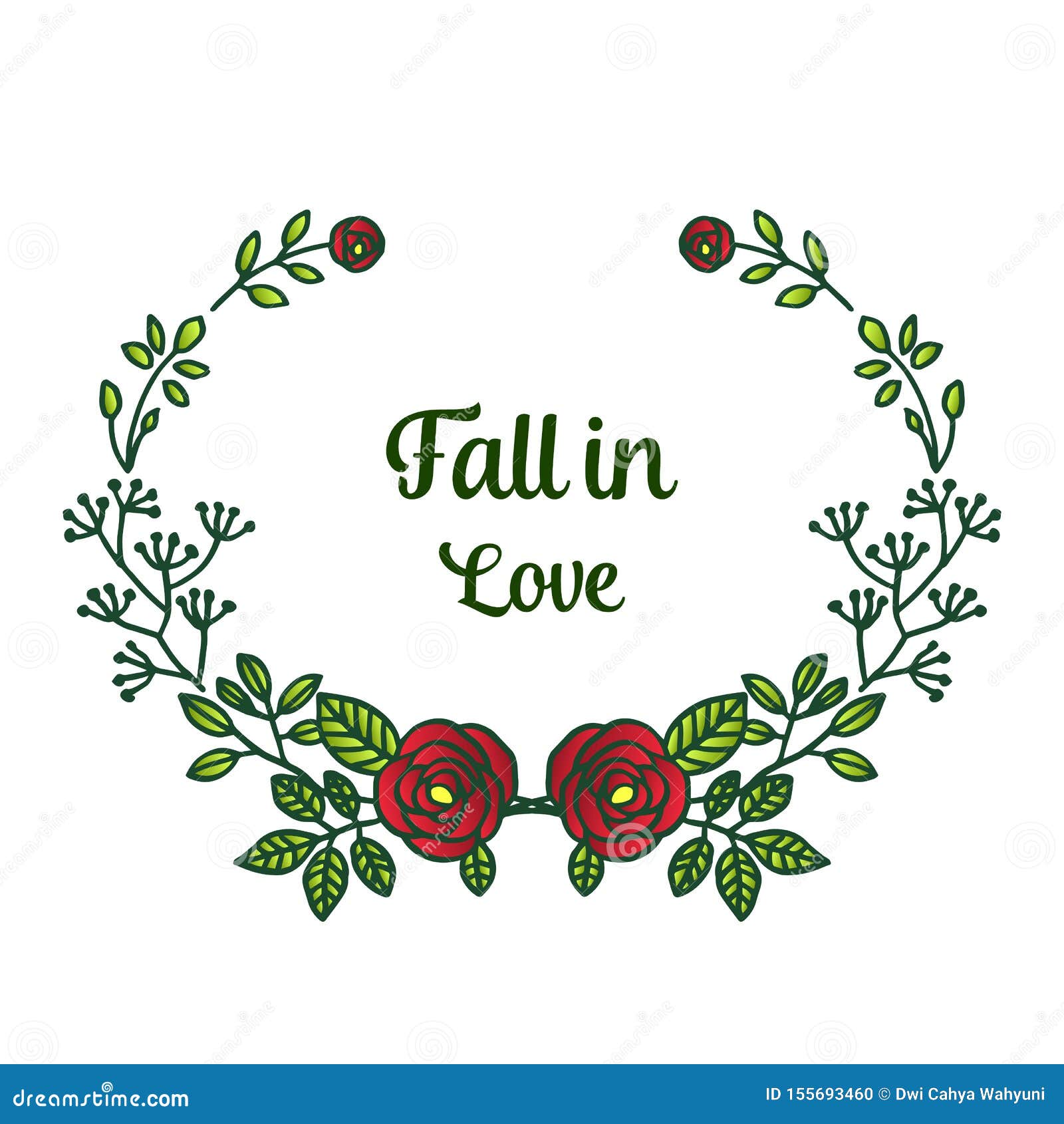Decoration Element Fall in Love, Isolated on White Backdrop, with Rose ...