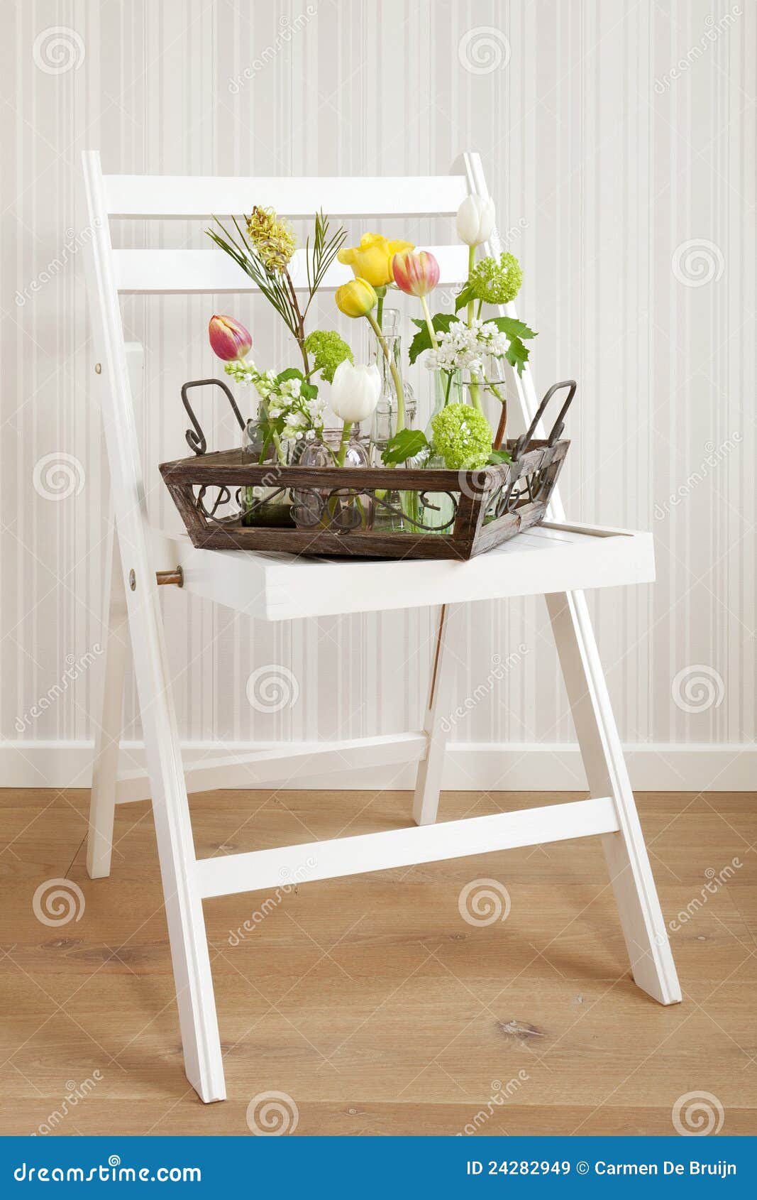 Decoration of Flowers on a Tray Stock Image - Image of setting, color ...