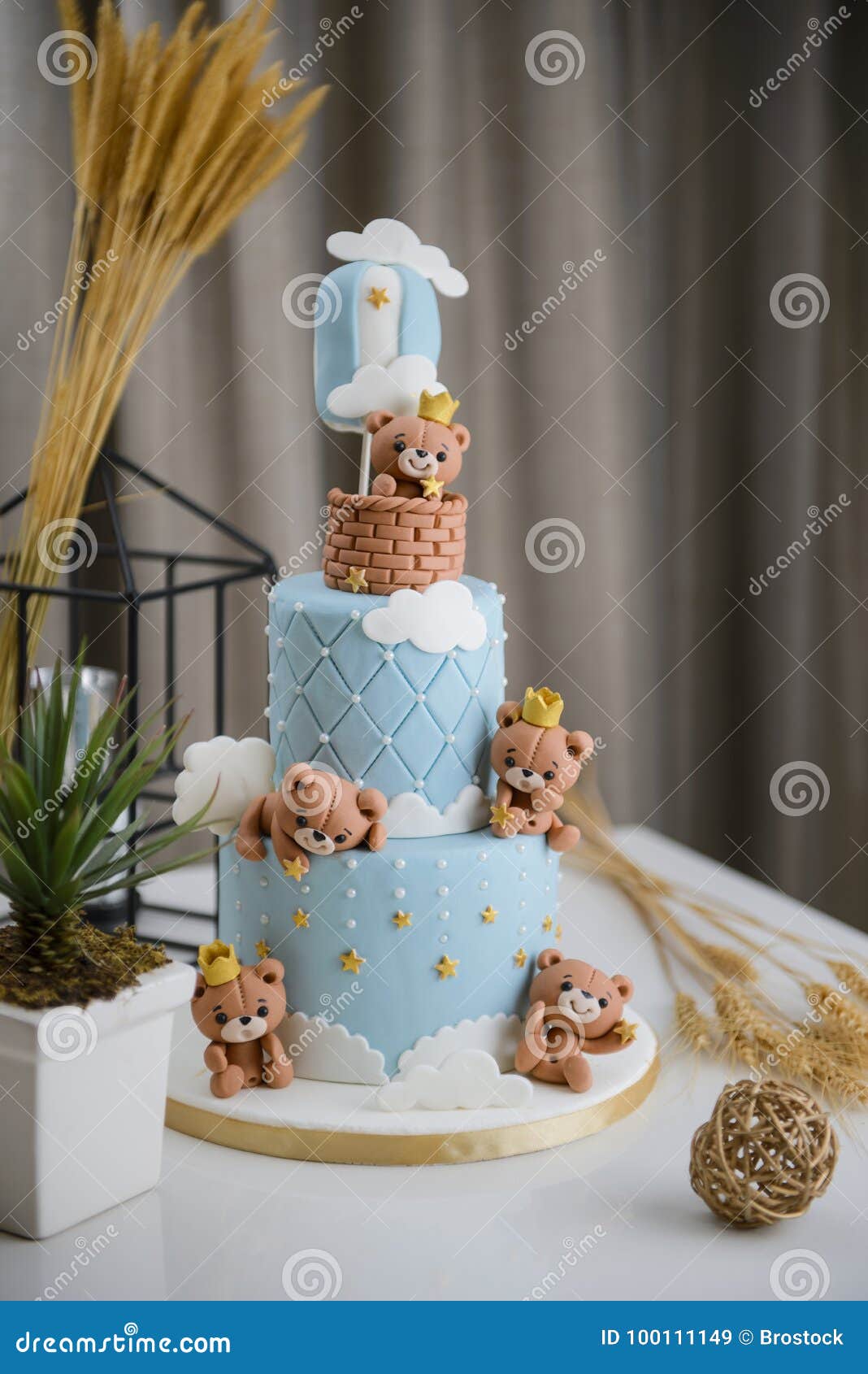 Decoration of Happy Baby Bear Cake Stock Image - Image of cakes ...
