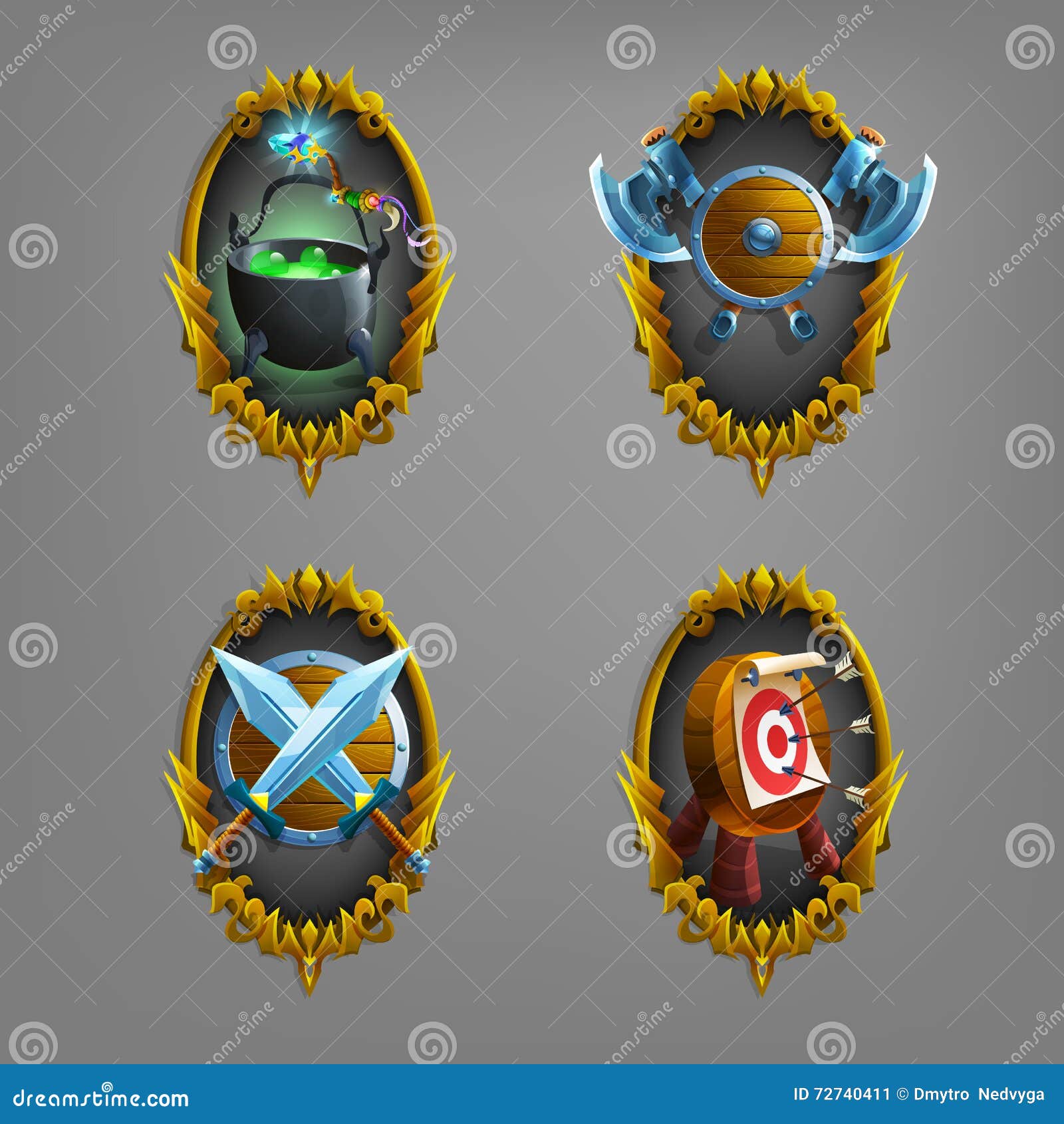 Set Of Icons Games With Puddles. Water Rain Drops Fall From Sky ...