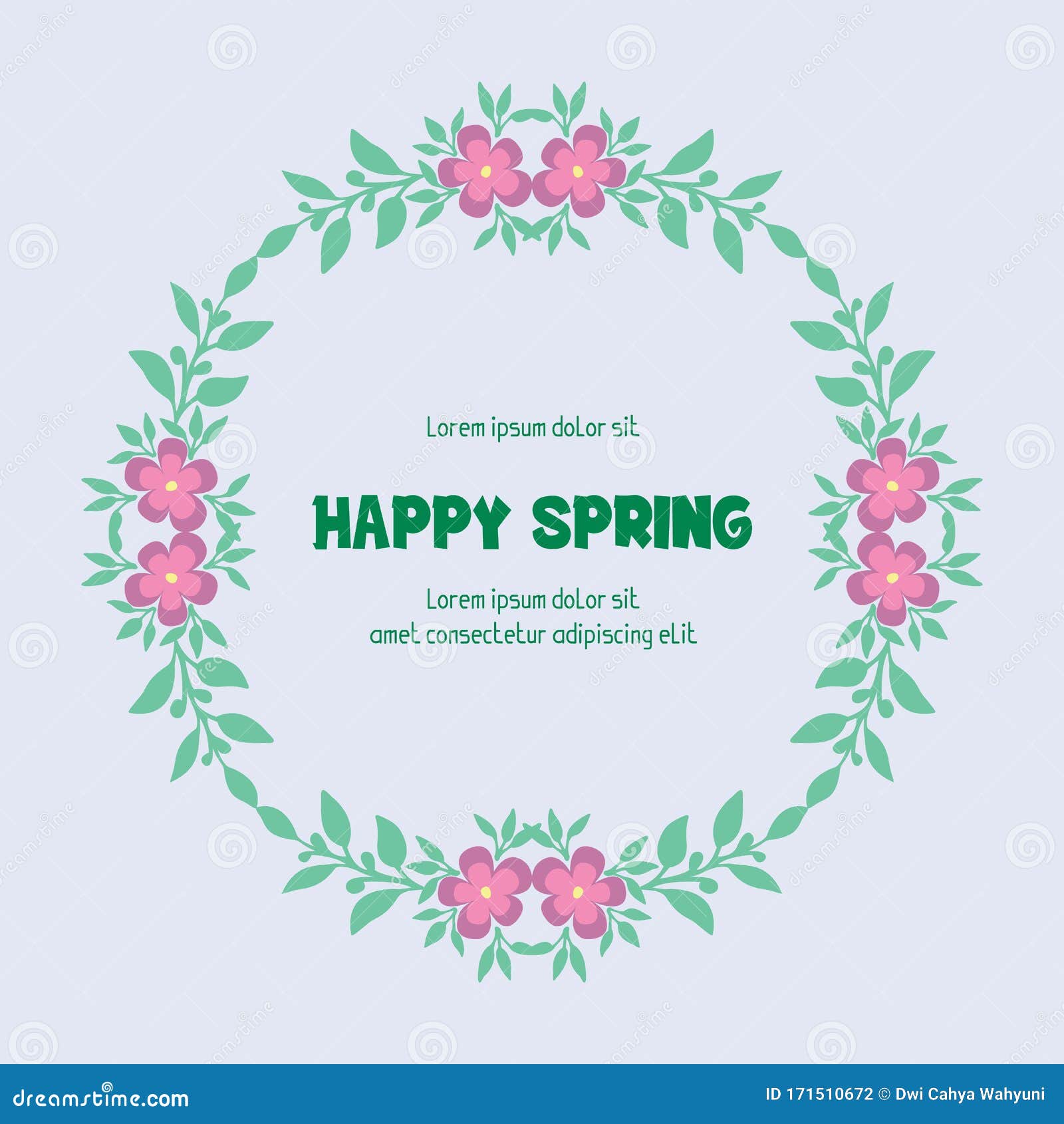 Decoration of Leaf and Floral Frame, for Happy Spring Invitation Card ...