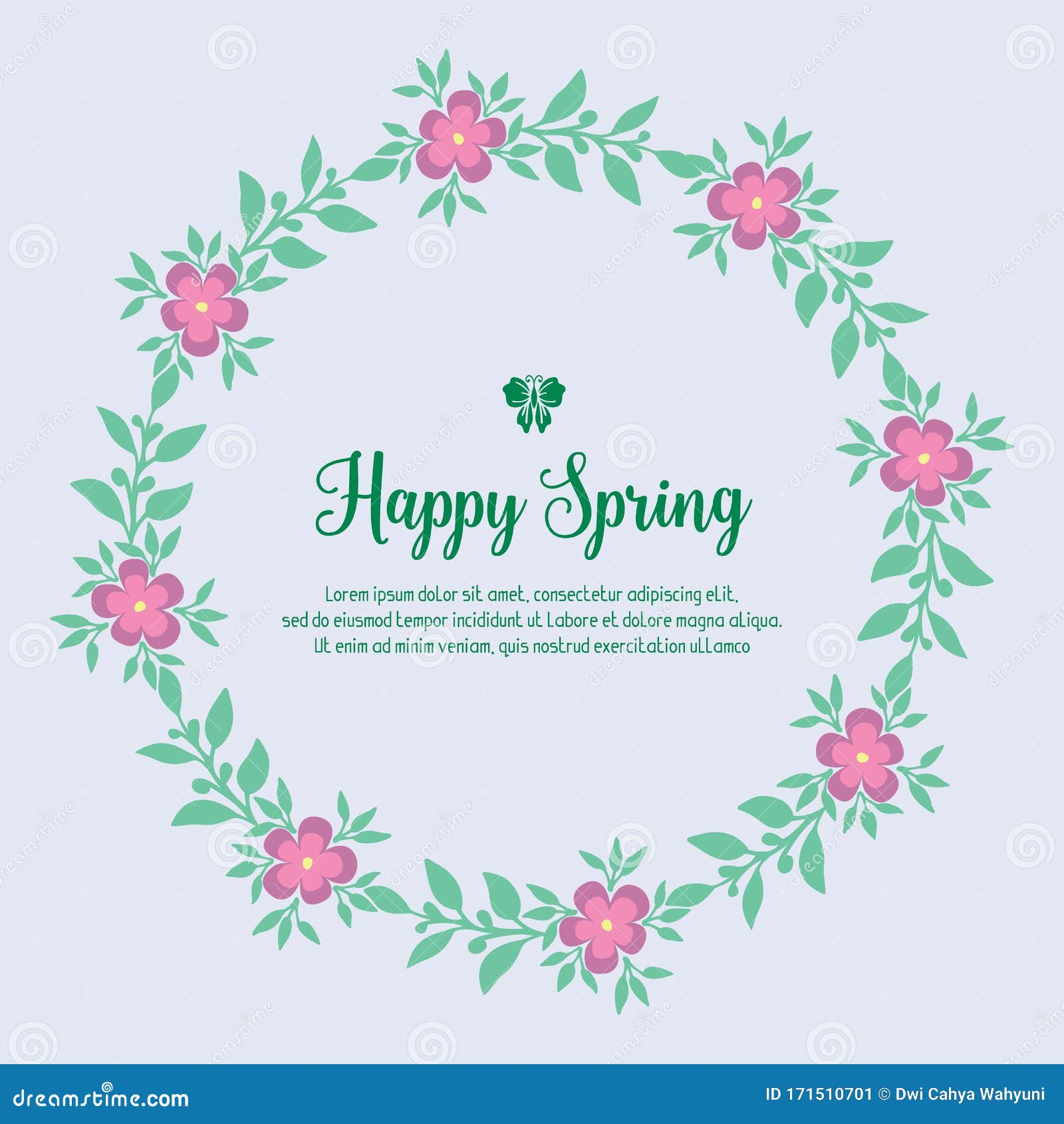 Decoration of Leaf and Floral Frame, for Happy Spring Invitation Card ...