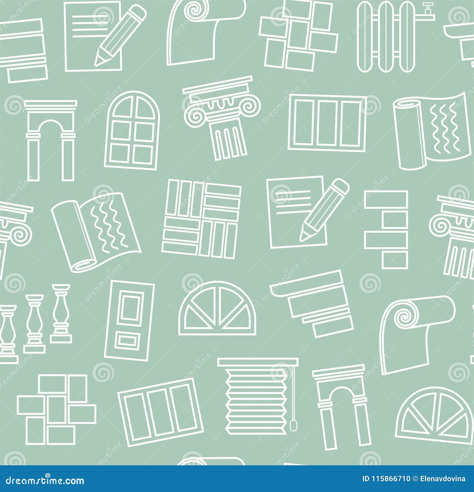 Decoration Materials, Construction, Seamless Pattern, Outline Drawing ...