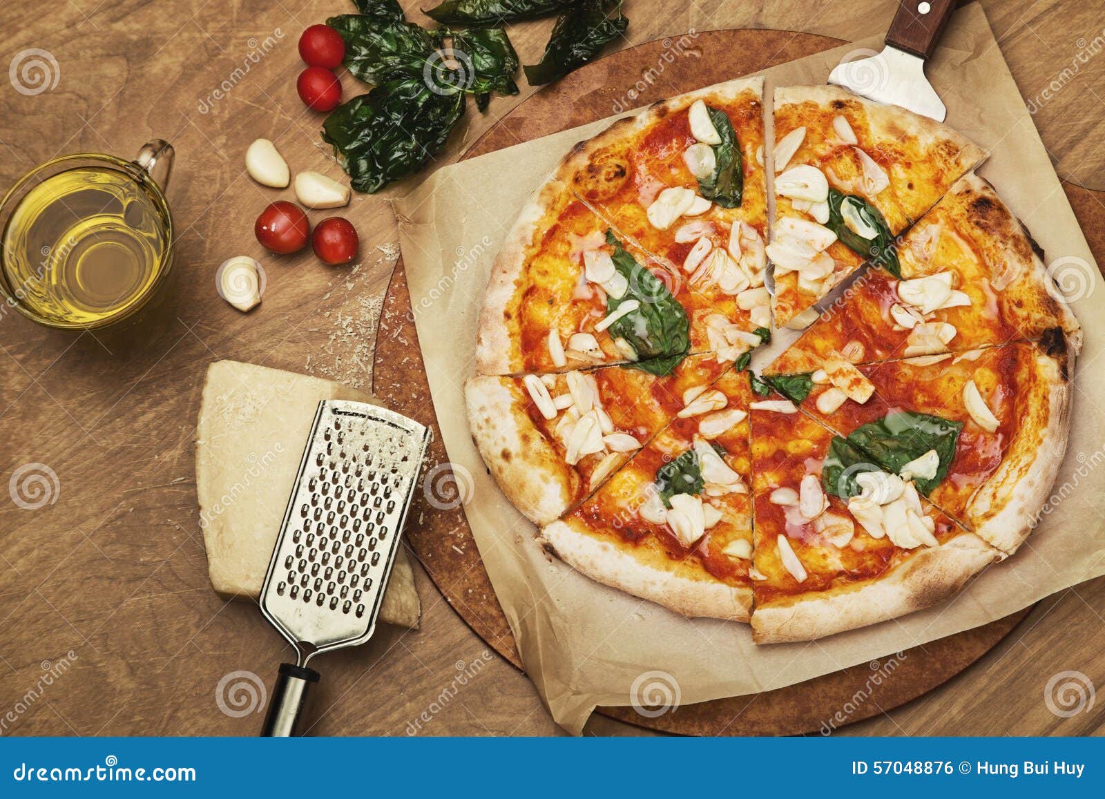 Decoration Pizza on the Wooden Table Stock Photo - Image of decoration ...